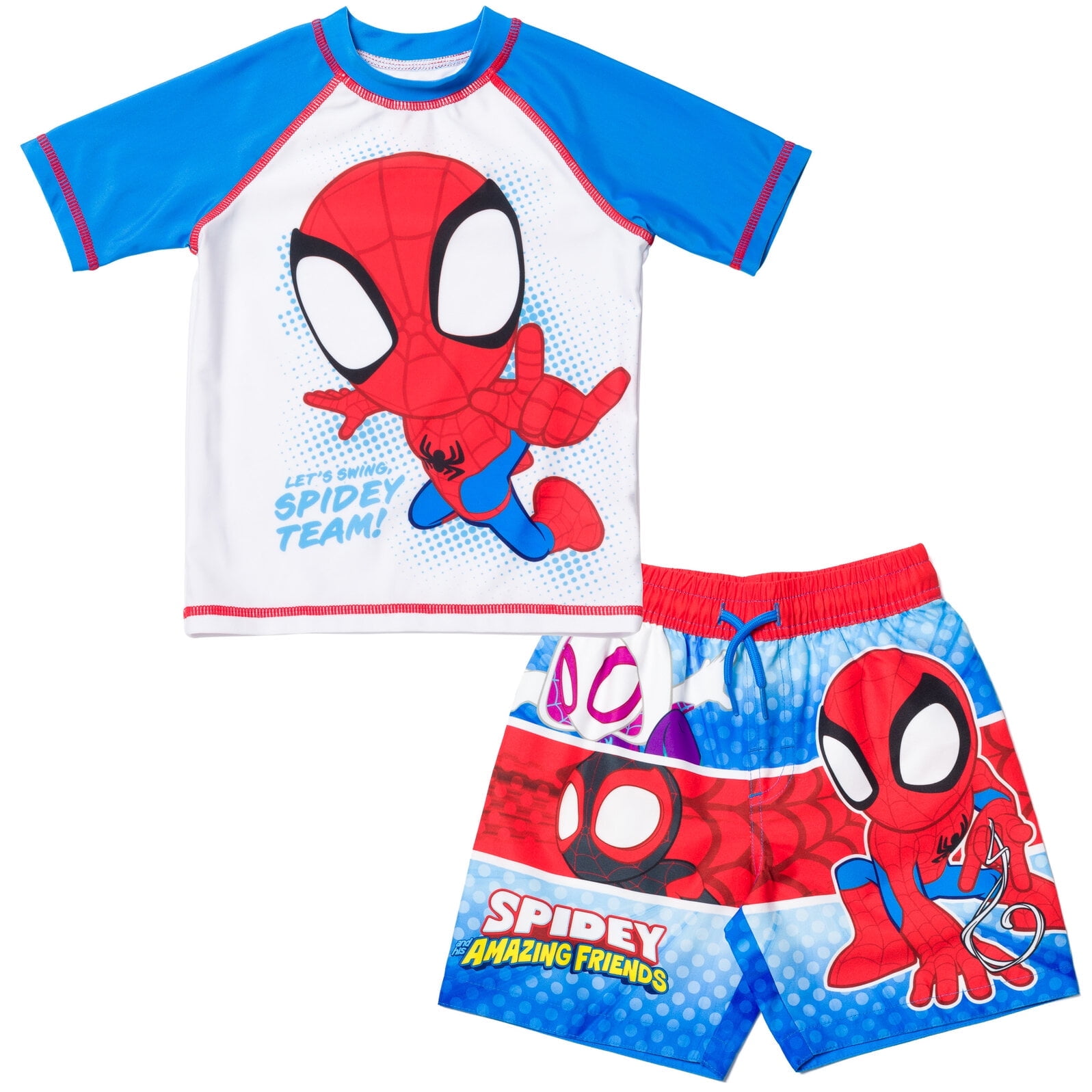 Marvel Spidey & Friends, Spider-Man Kids Swimwear Set - Rash Guard ...