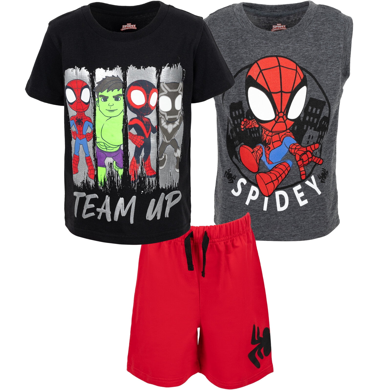 Marvel Spidey Toddler Boys Spiderman Summer Clothes 3 Piece T-Shirt ...