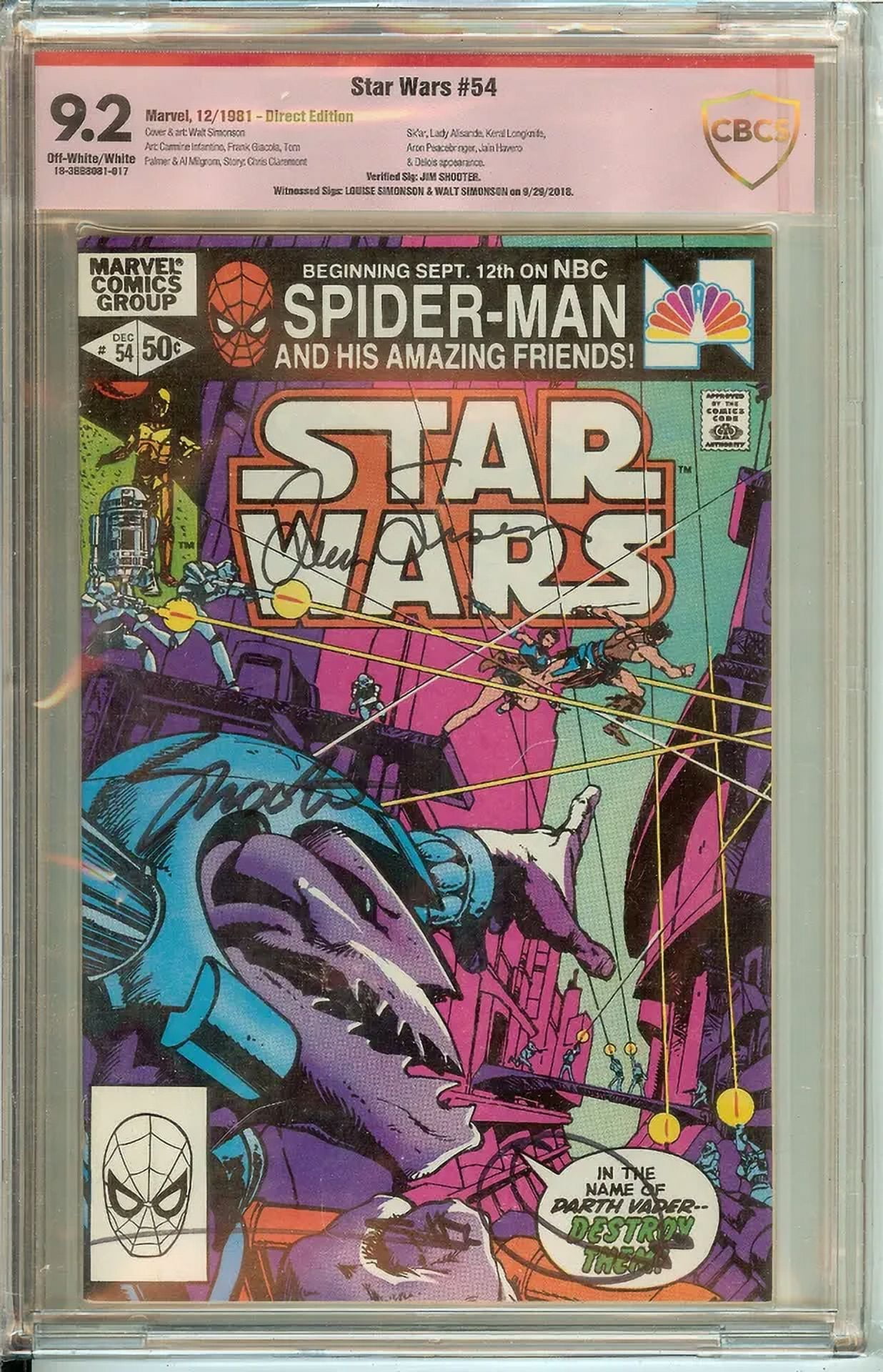 Marvel Star Wars #54 CBCS 9.2 NM Signed Jim Shooter & Louise and Walt ...