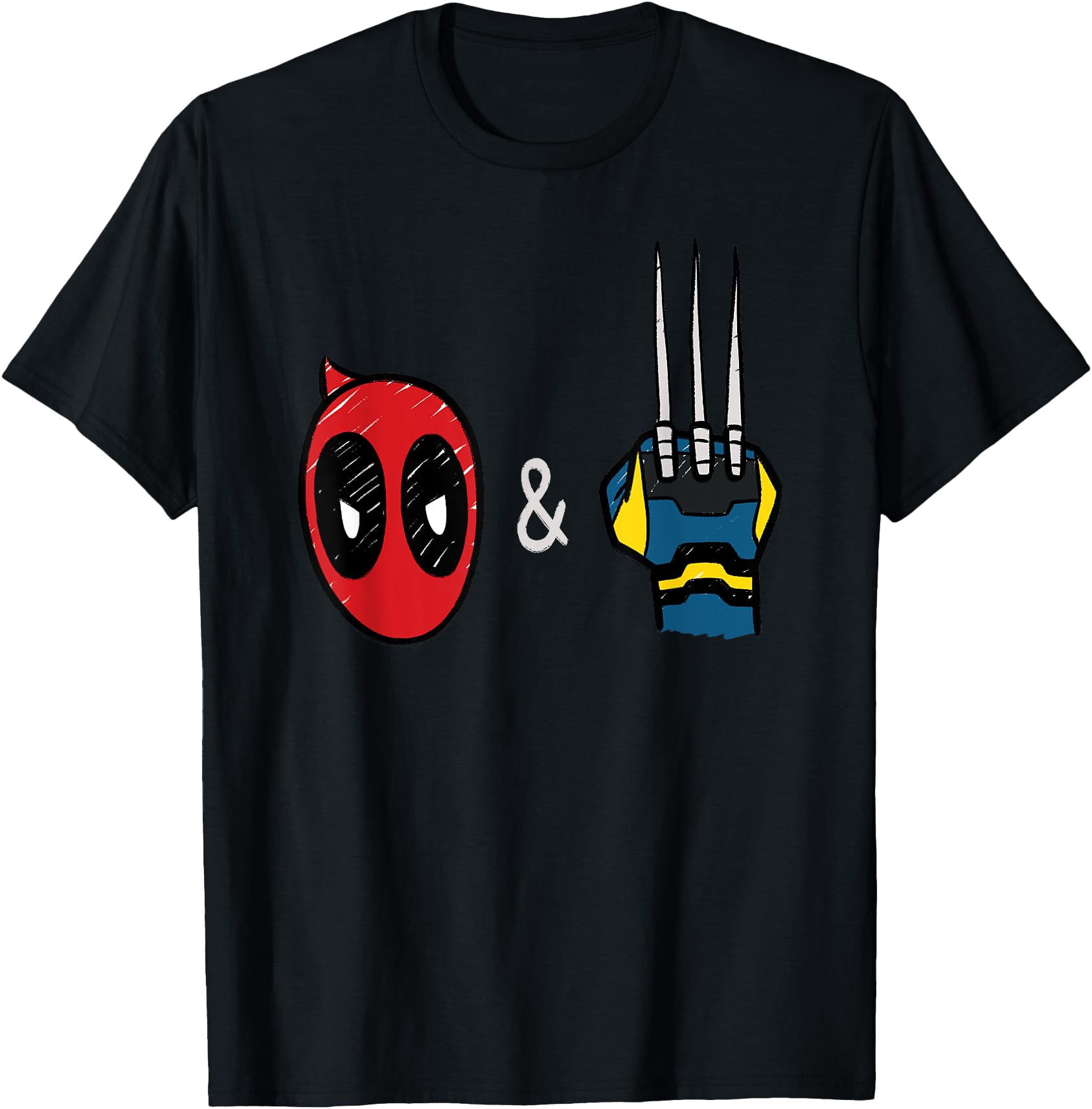 Marvel Studios Deadpool & Wolverine Mask & Claw Emoji Icons T-Shirt ...