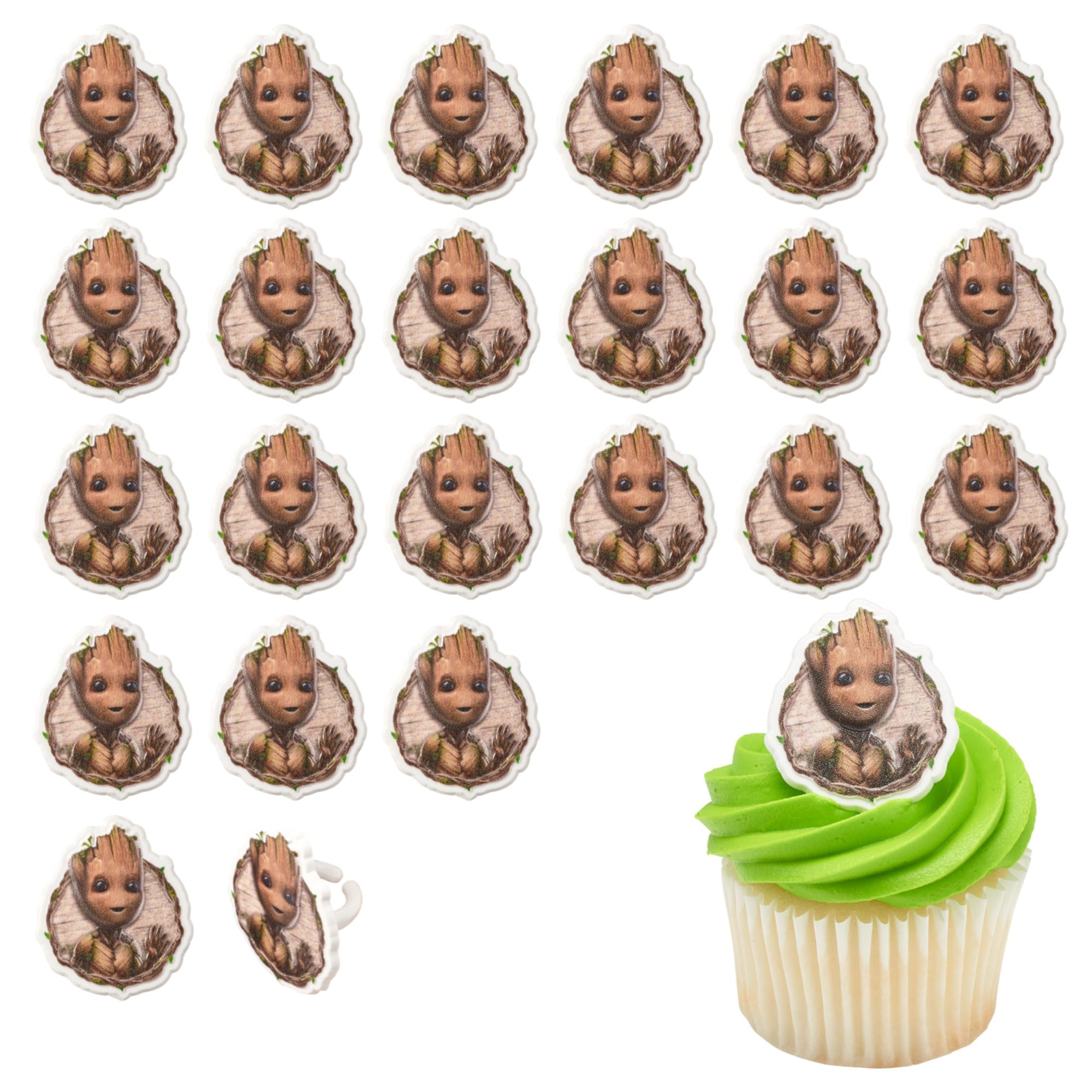Marvel Studios' Groot Cupcake Rings, 24 DecoPac I Am Groot Cupcake ...