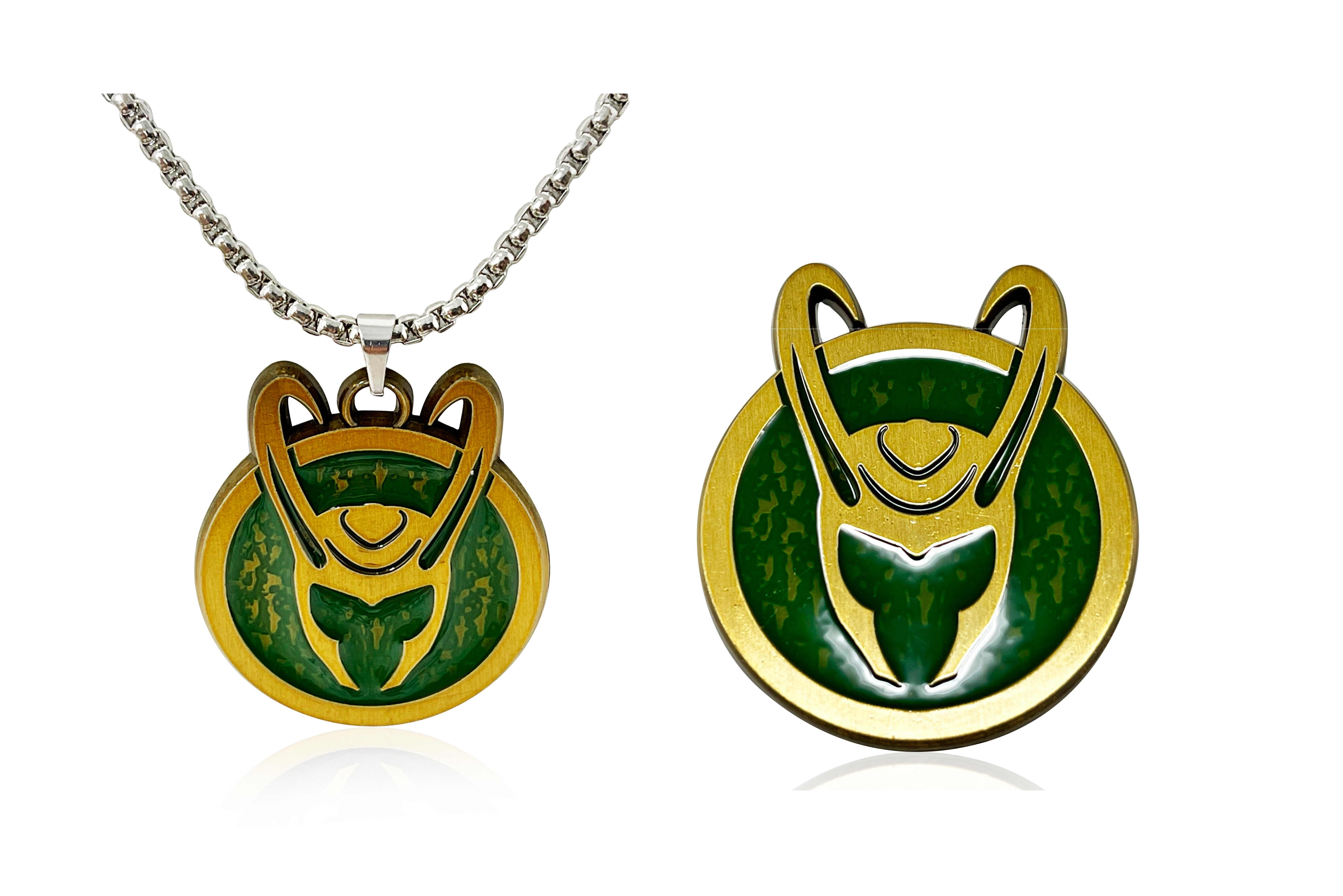 Marvel Studios: LOKI Helmet Logo Men's Pendant Necklace + Free Loki PIN ...