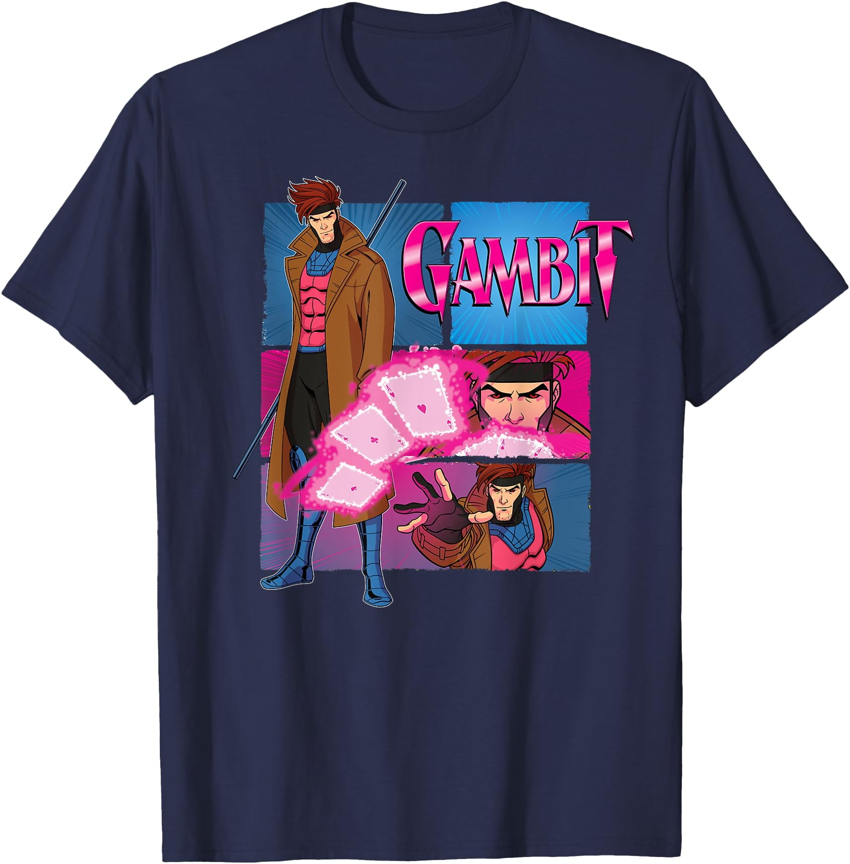 Marvel Studios X-Men ’97 Gambit Card Throw Action Panels T-Shirt for ...