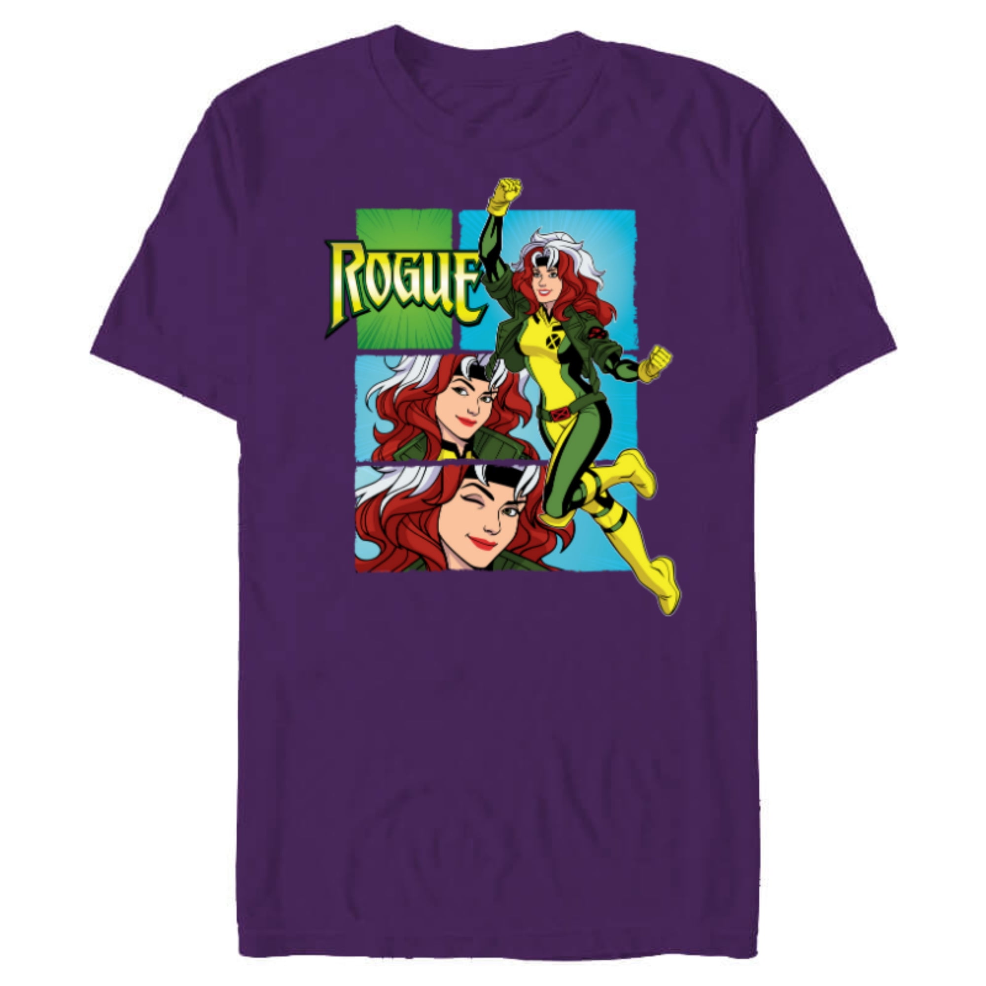 Marvel Studios X-Men ’97 Rogue Wink Logo & Action Panels- Short Sleeve Blended T-Shirt for ...