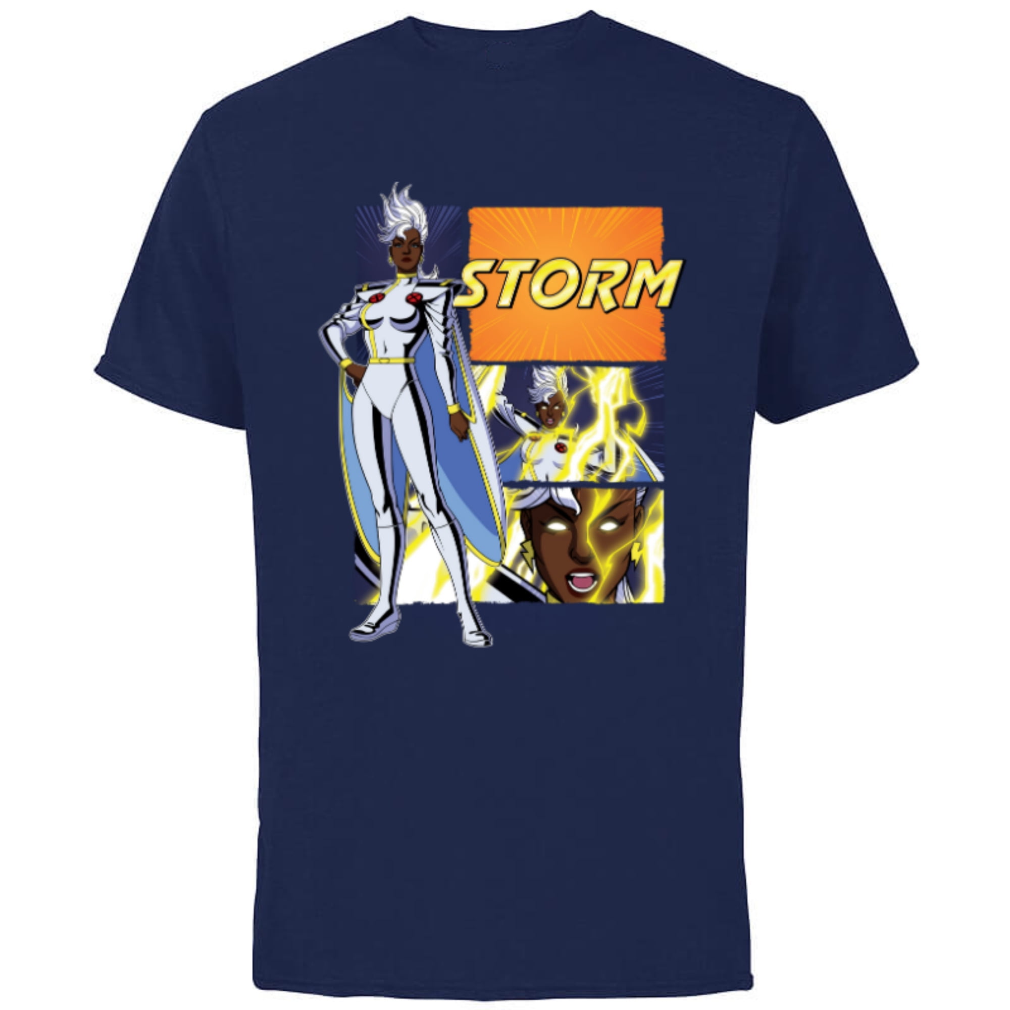 Marvel Studios X-Men ’97 Storm Lightning Logo Action Panels- Short Sleeve Cotton T-Shirt for ...
