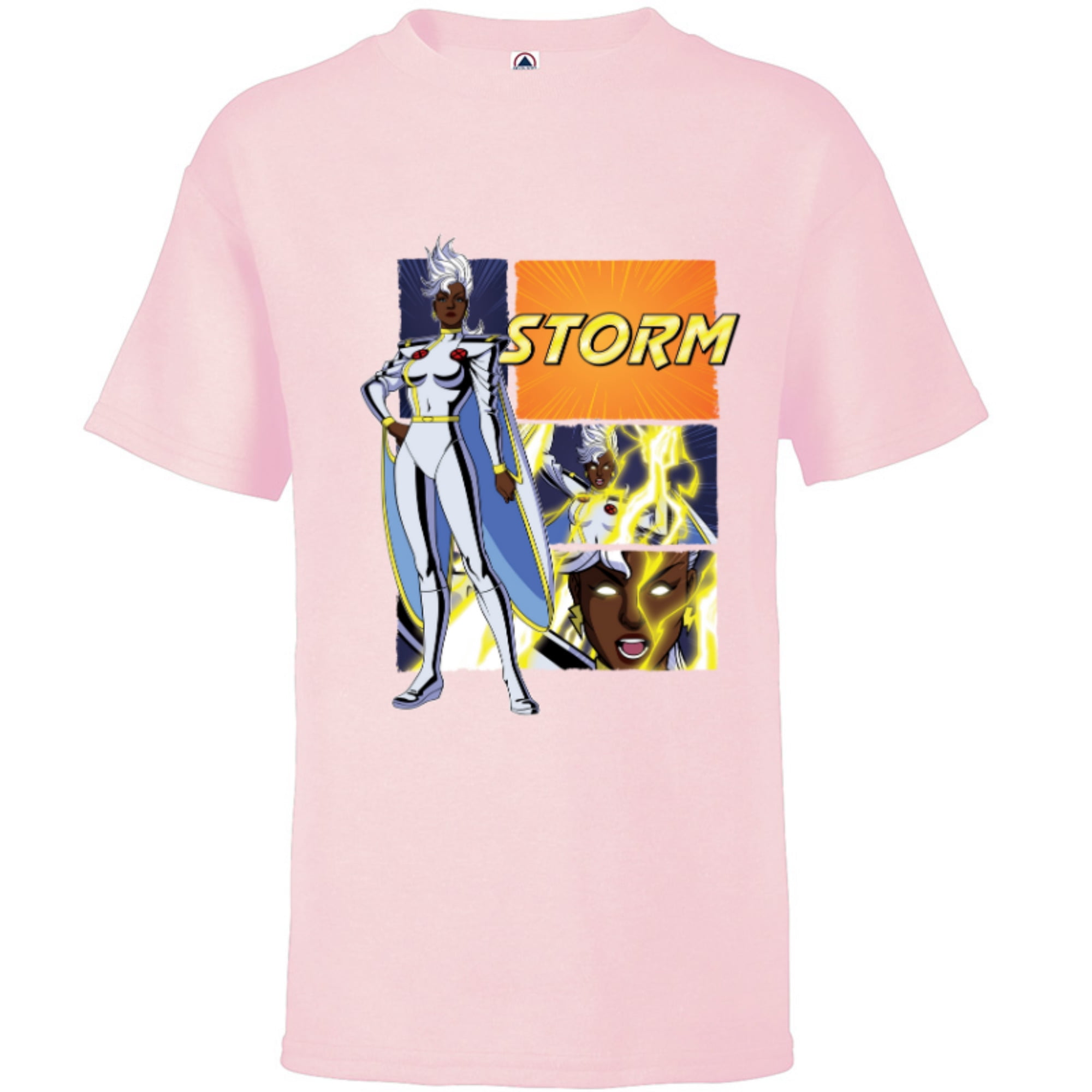 Marvel Studios X-Men ’97 Storm Lightning Logo Action Panels- Short Sleeve T-Shirt for Kids ...