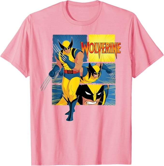Marvel Studios X-Men ’97 Wolverine Claws Logo Action Panels T-Shirt ...