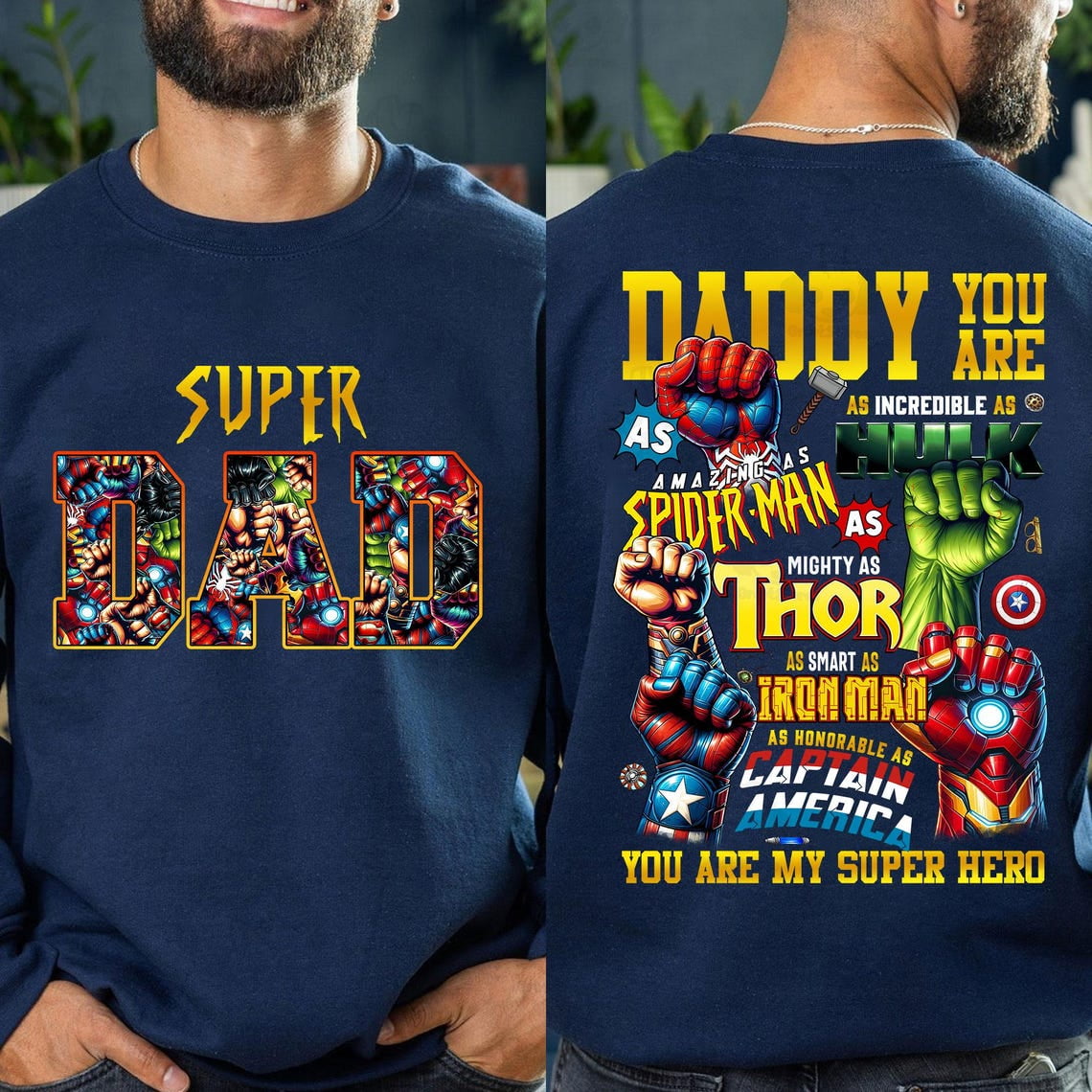 Marvel Super Dad Father's Day 2 Sided T-shirt, Daddy You are as ...