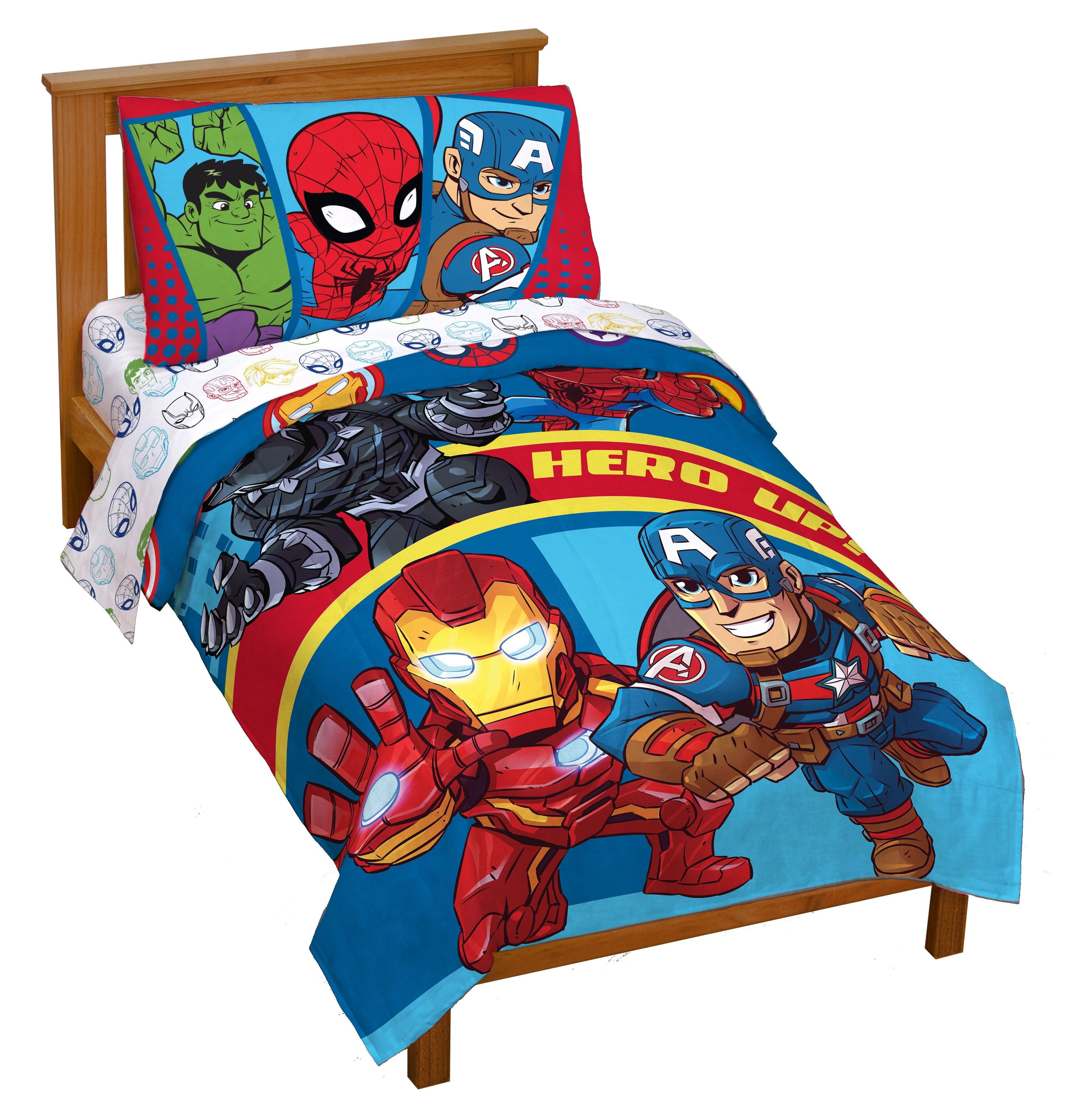 Marvel, Toddler Bed Set, 4-Piece Double Team Bedding, for Boys & Girls ...