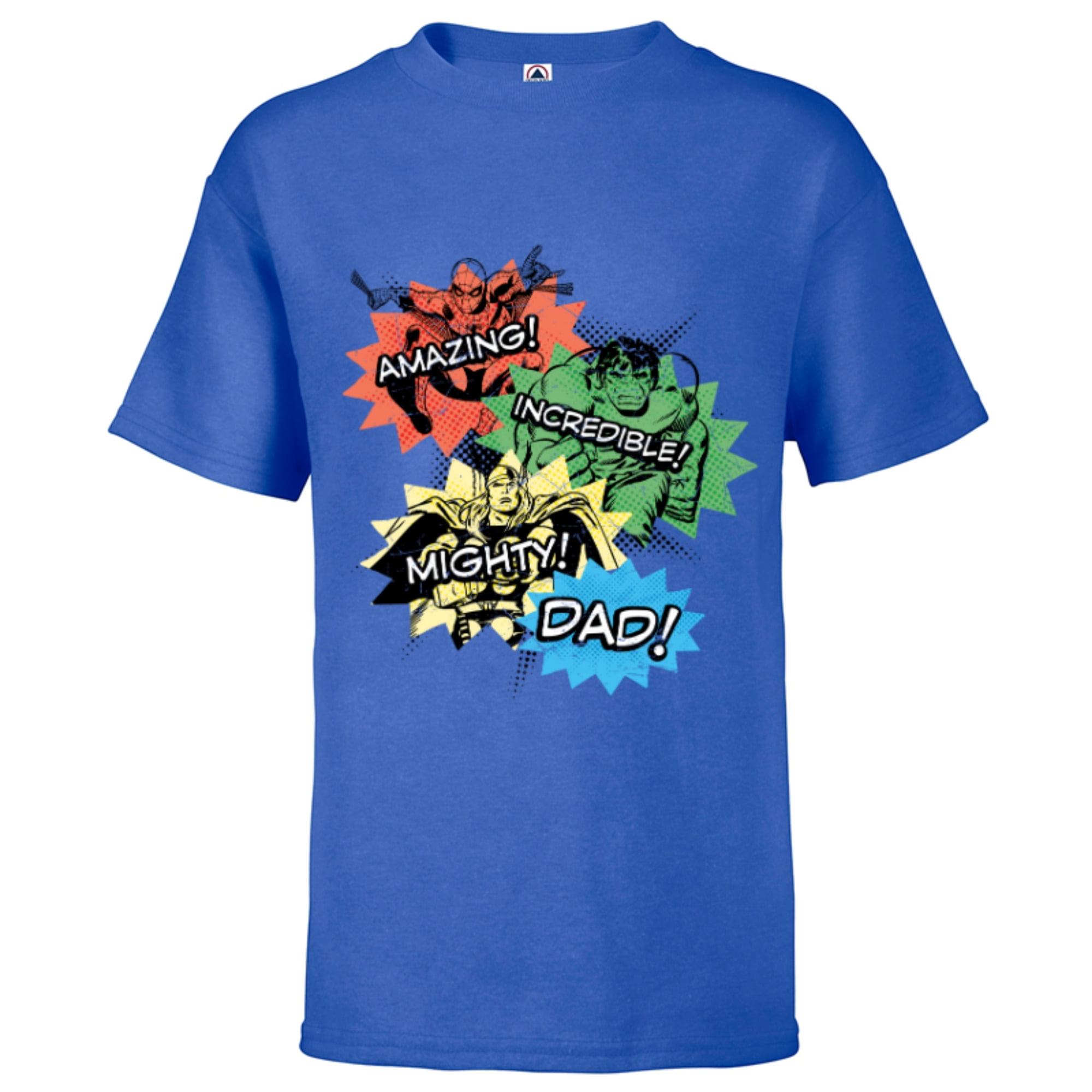 Marvel Super Hero Amazing Incredible Mighty Dad - Short Sleeve T-Shirt ...