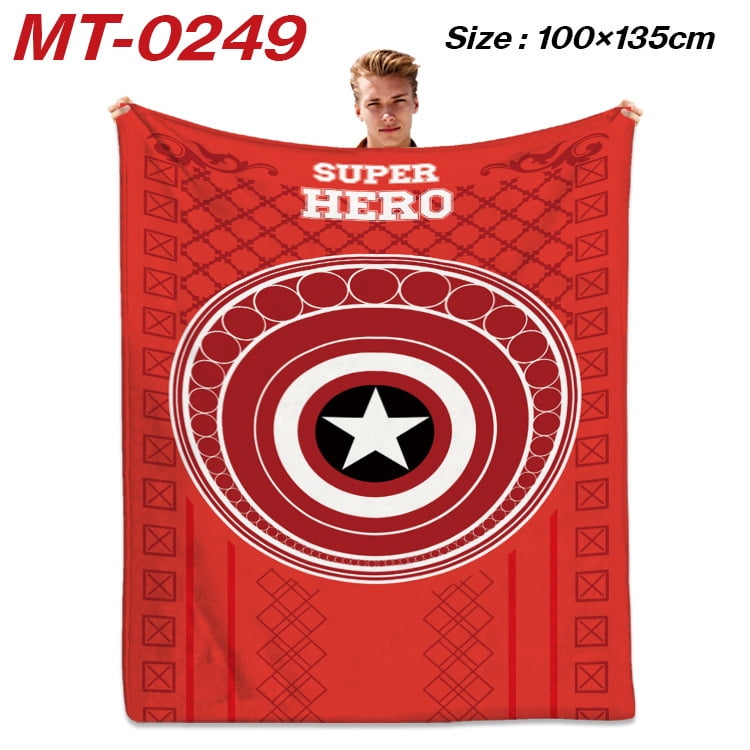 Marvel Super Heroes Anime Peripheral Flannel Blanket Spider-Man Captain ...
