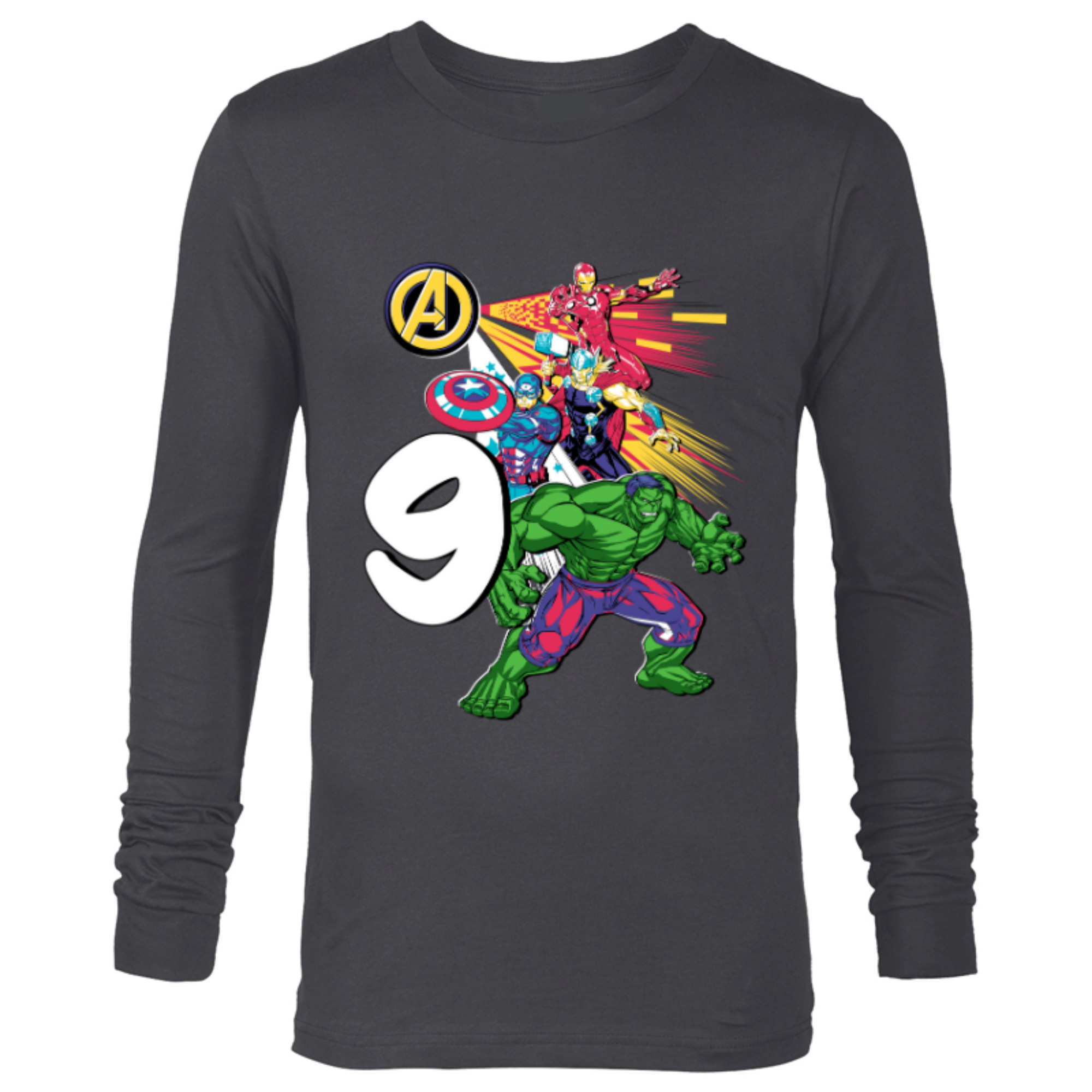 Marvel Super Heroes Avengers 9 Year Old Ninth Birthday - Long Sleeve T ...