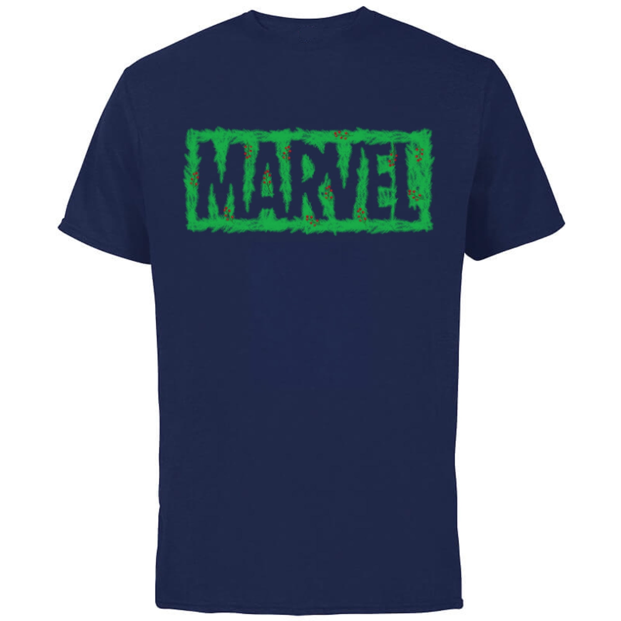 Marvel Super Heroes Logo Holiday Christmas Wreath - Short Sleeve Cotton ...