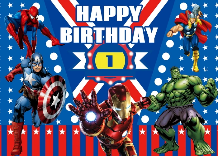 Marvel Superhero Backdrop Avengers Iron Man Spiderman Birthday Party ...