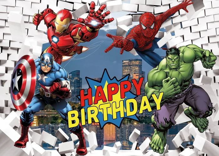 Marvel Superhero Backdrop Avengers Iron Man Spiderman Birthday Party ...