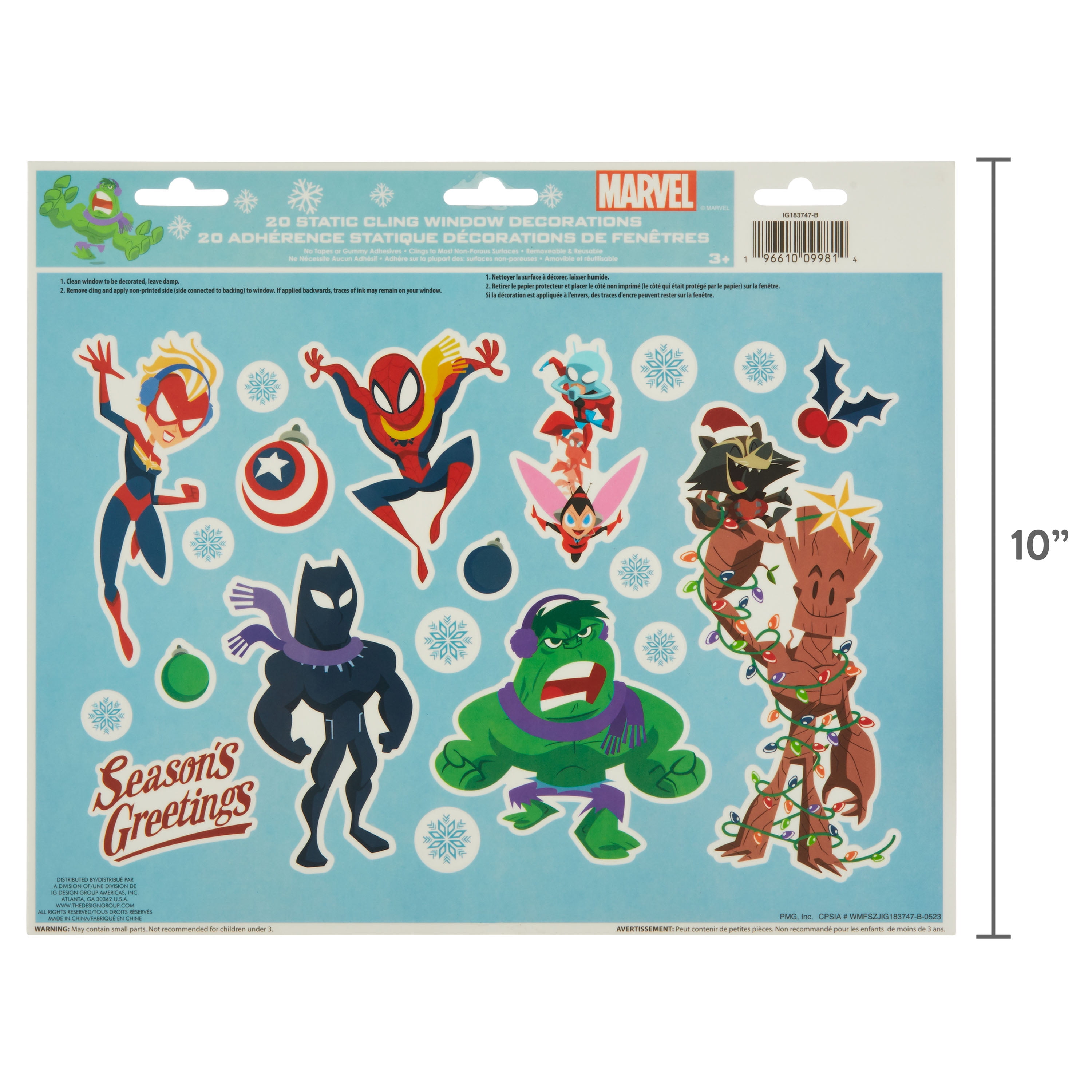Marvel Superhero Christmas Window Clings, Holiday Decorations, Multi ...