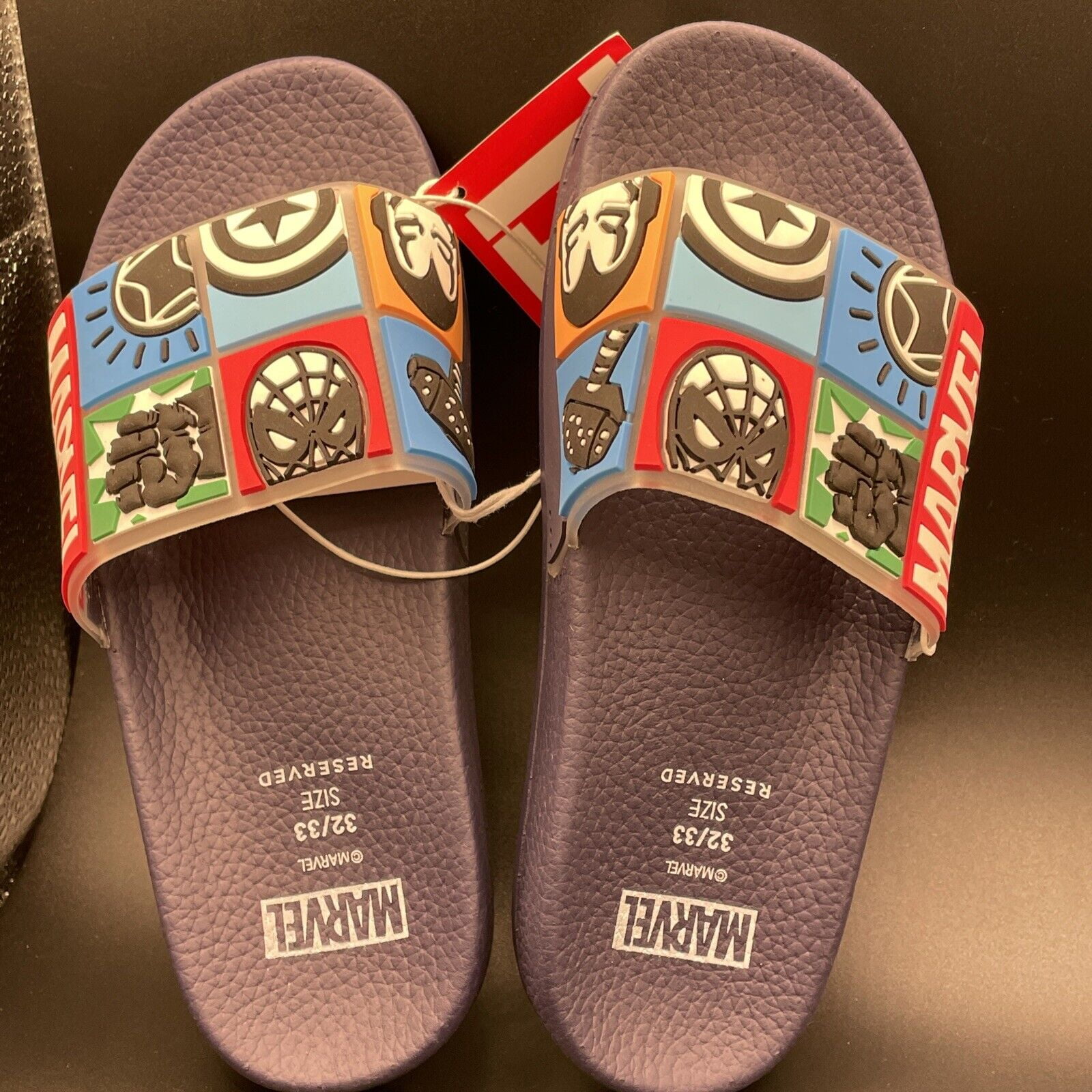 Marvel Superhero Logos Youth Rubber Slides Size 2 - Walmart.com