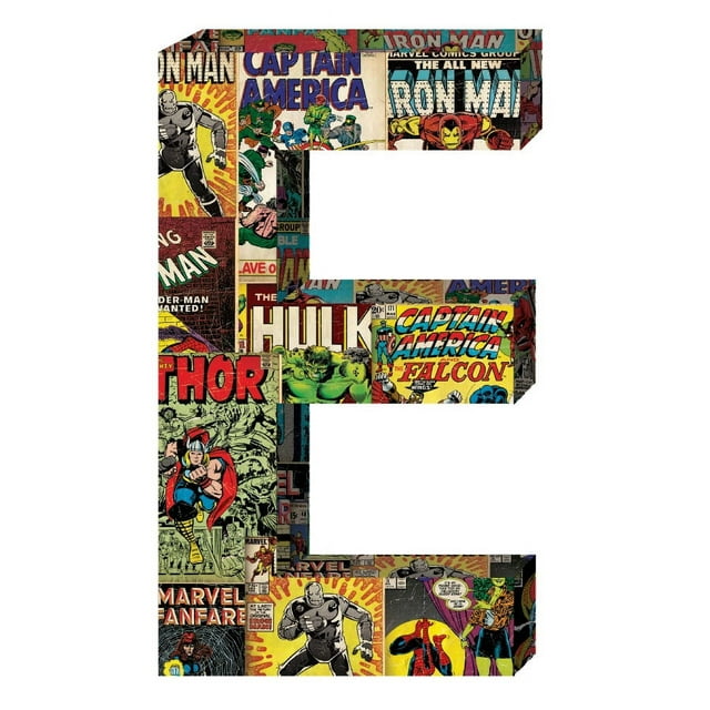 Marvel Superhero Retro Comics Wooden Letter 'E' with Hooks - Walmart.com