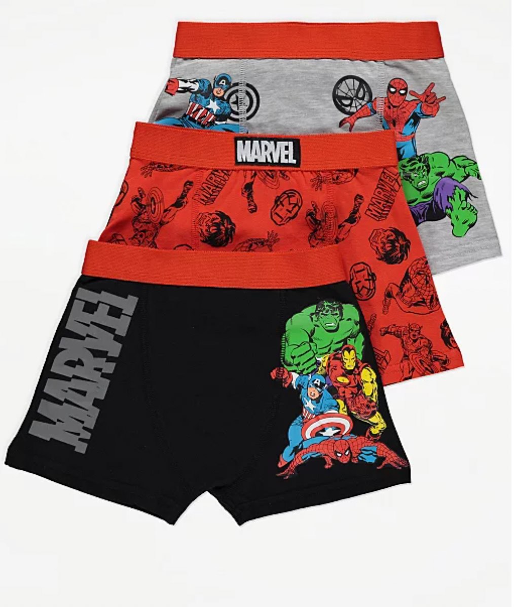 Marvel Superhero Trunks Boxers 3 Pack George.com 7-8 Years - Walmart.com