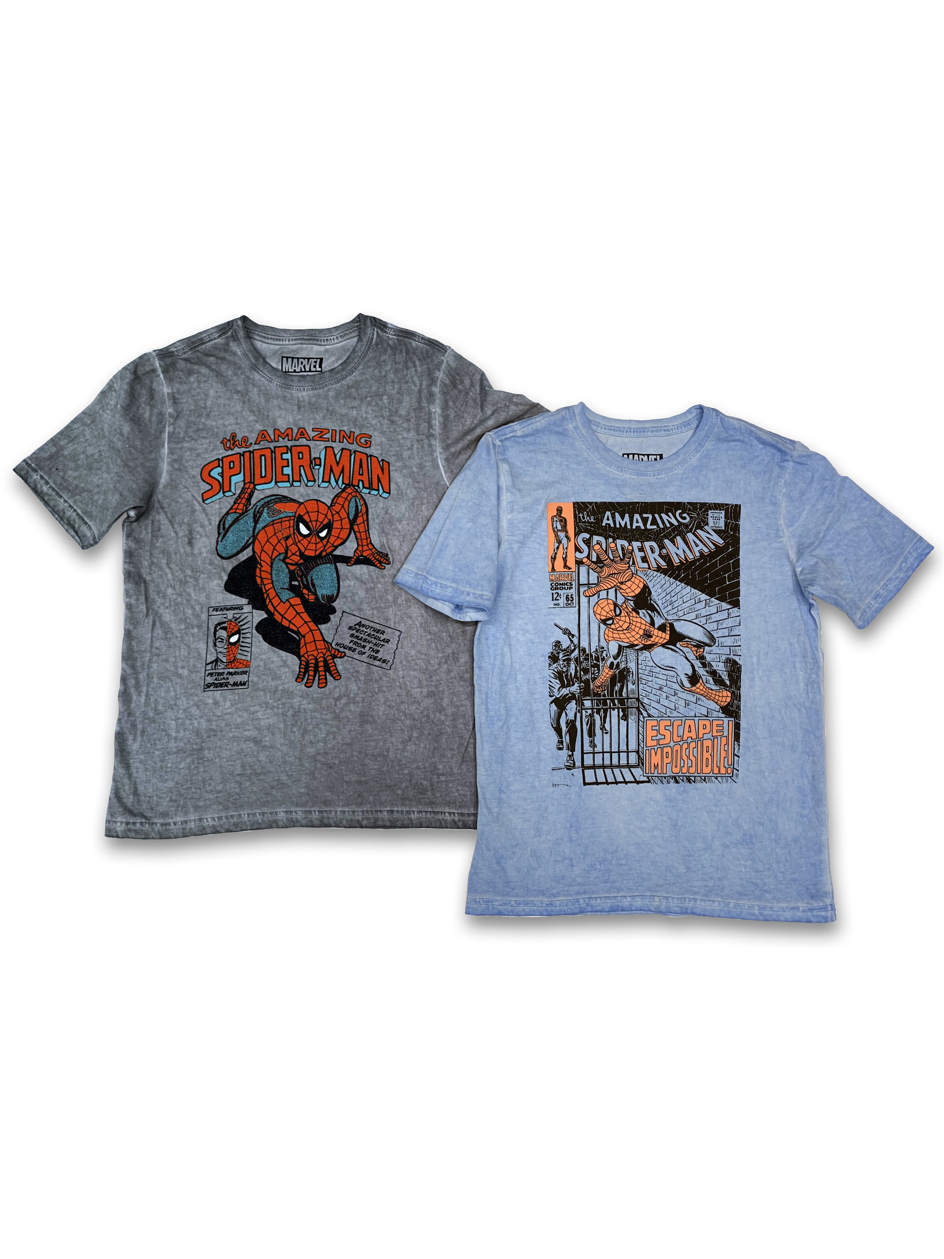 Marvel Superheroes Boys Short Sleeve Pack of 2: Spiderman T-Shirts ...