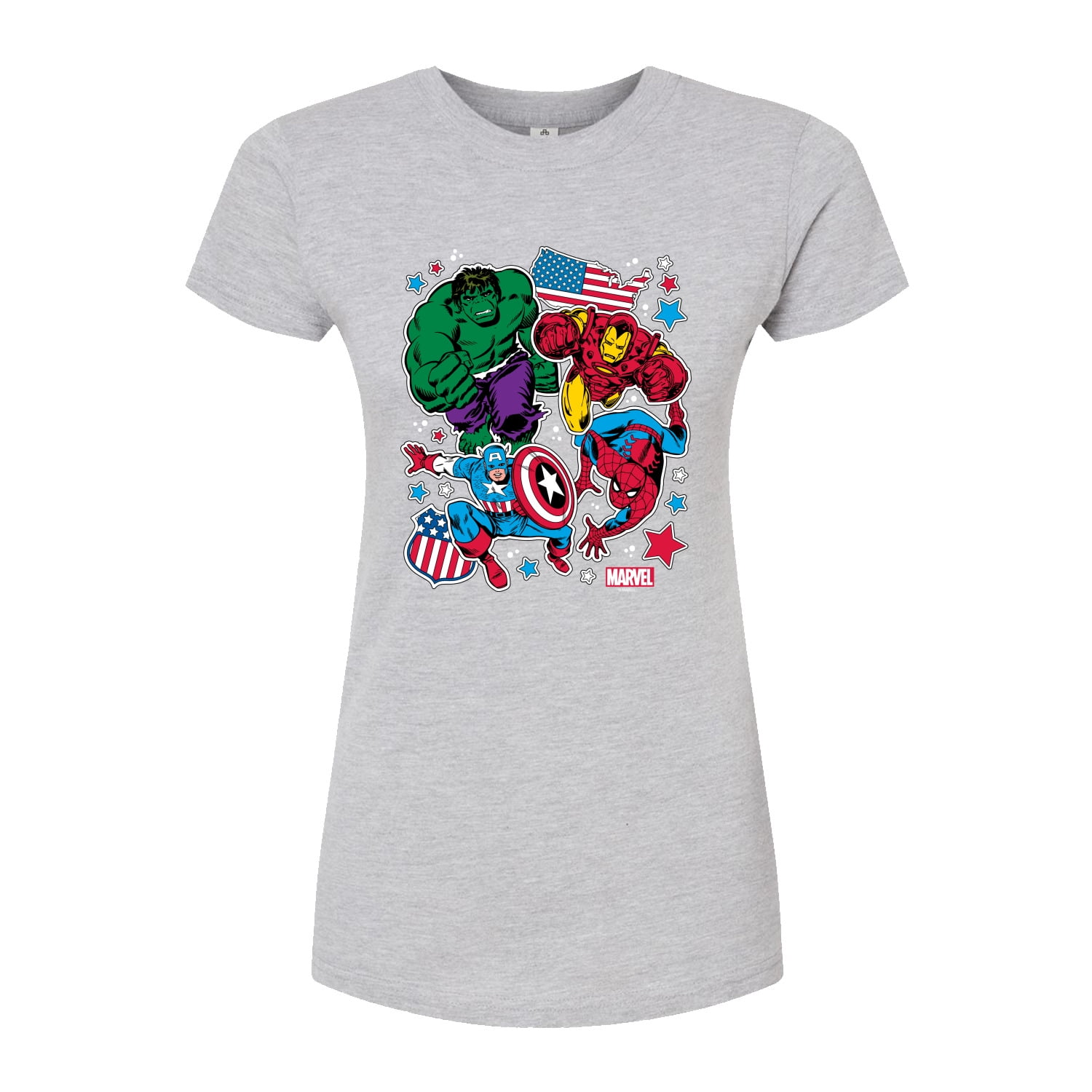 Marvel The Avengers - America Stickers Style - Juniors Fitted Graphic T ...
