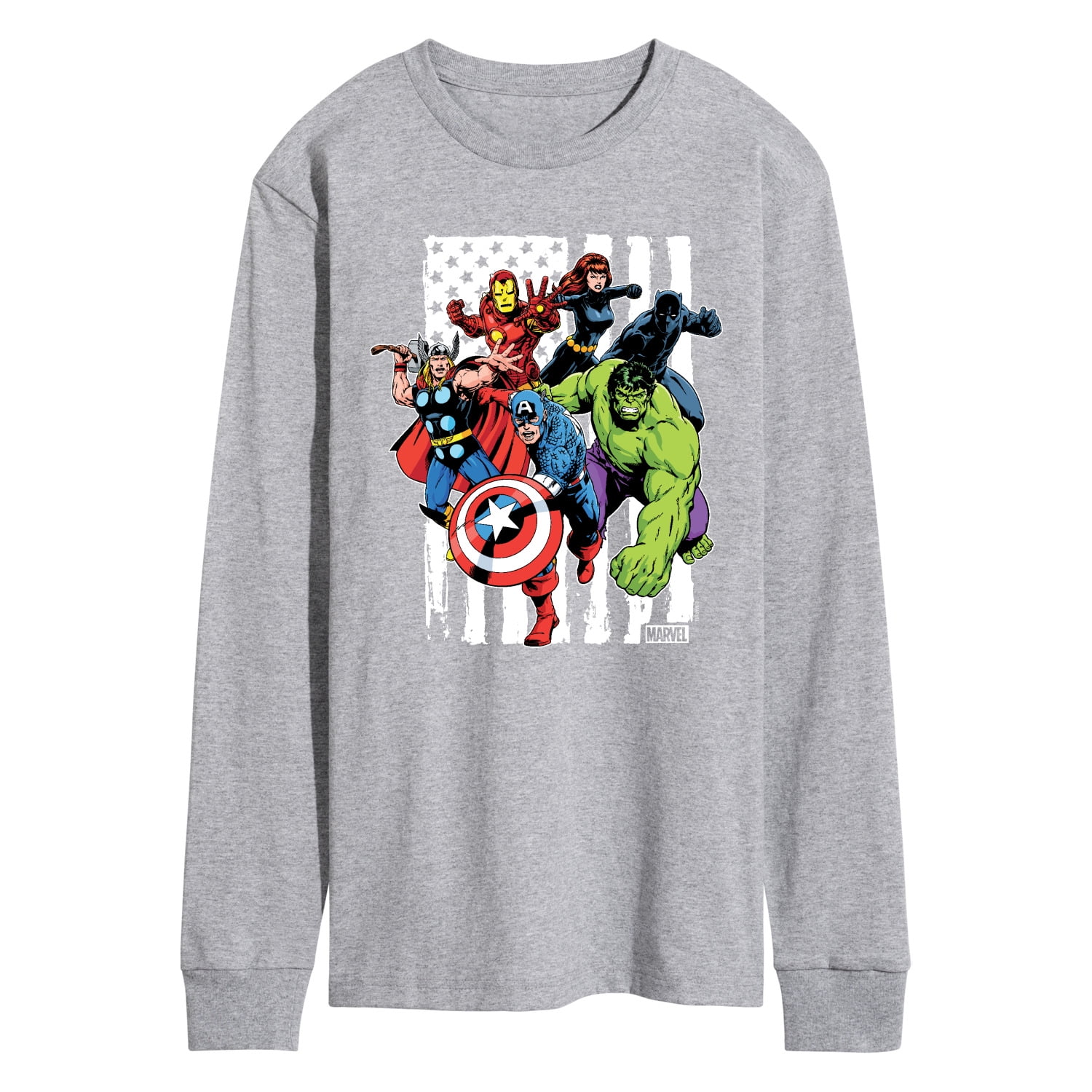 Marvel The Avengers - American Flag - Adult Long Sleeve Graphic T-Shirt ...