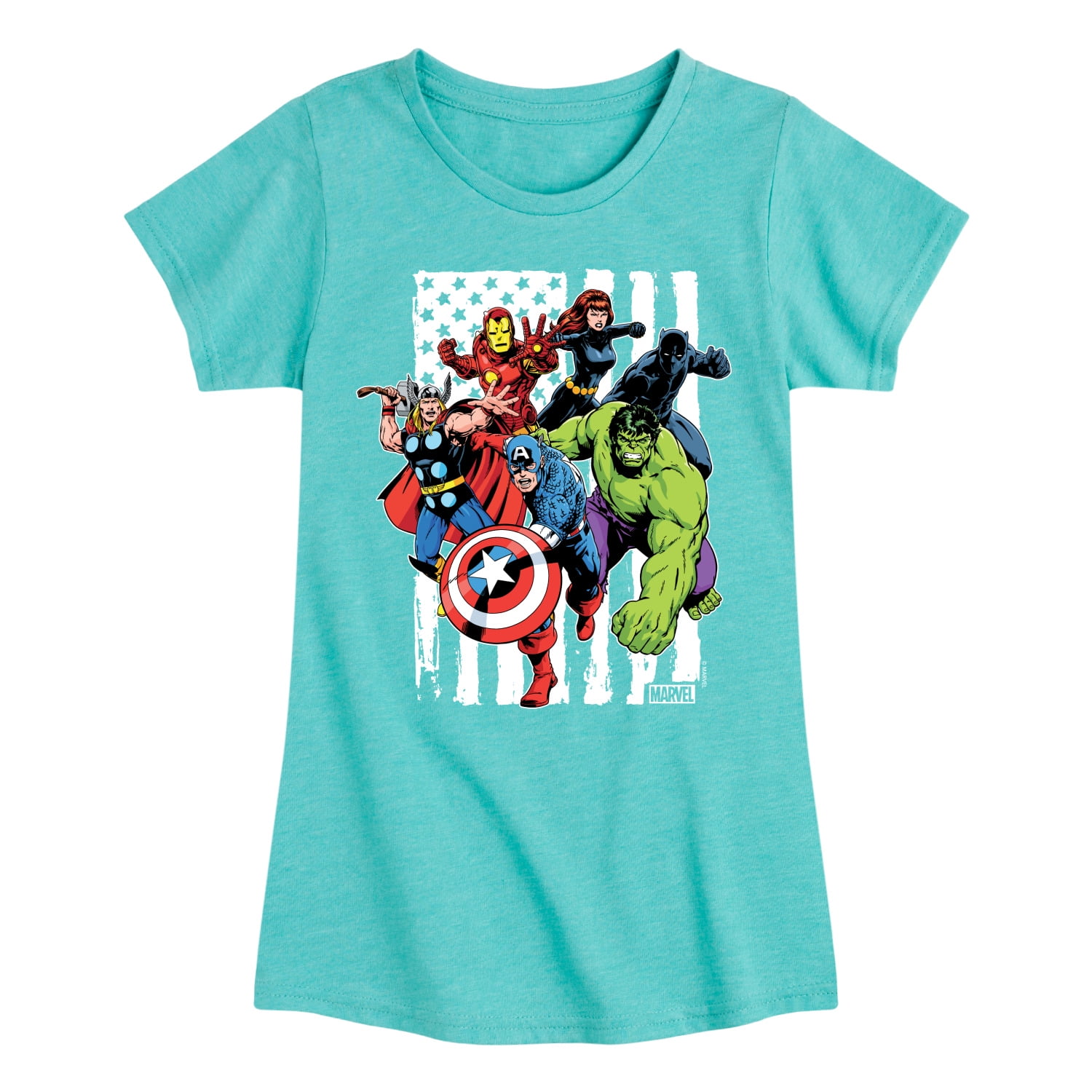 Marvel The Avengers - American Flag - Toddler And Youth Girls Fitted ...