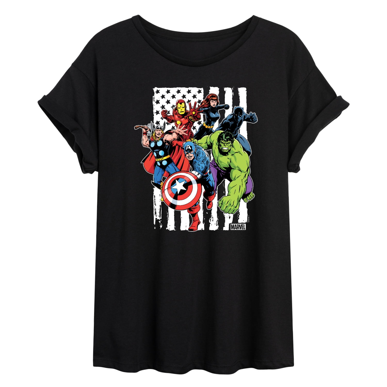 Marvel The Avengers - American Flag - Women's Oversized Graphic T-Shirt ...