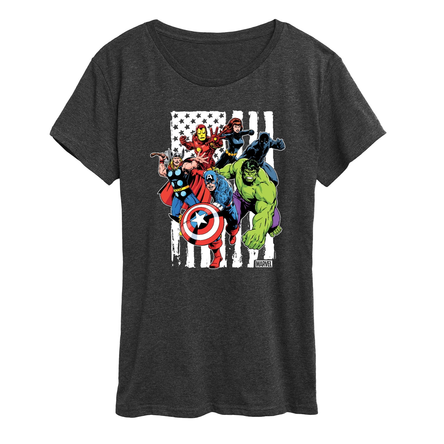 Marvel The Avengers - American Flag - Women's Short Sleeve Graphic T ...