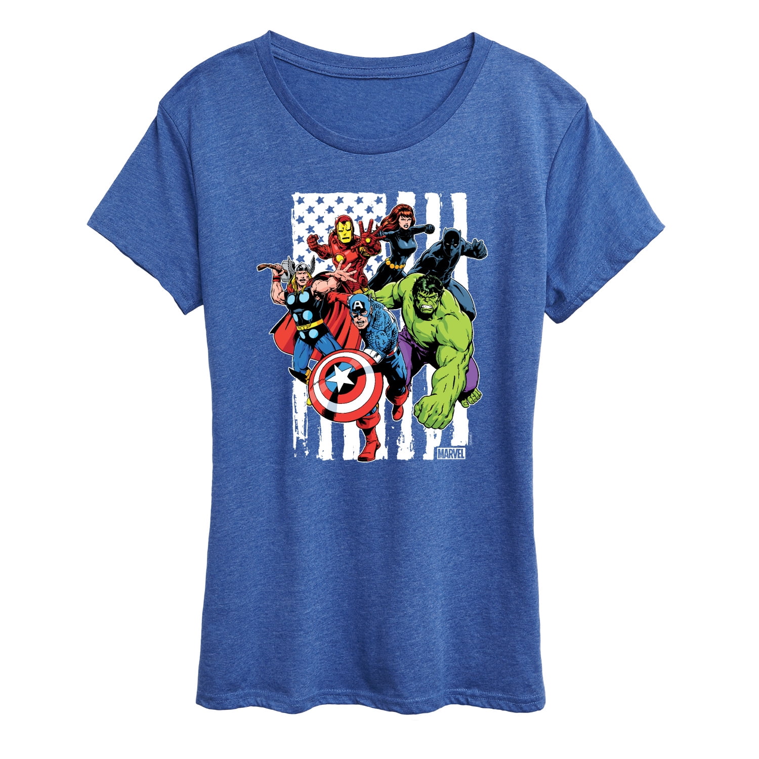 Marvel The Avengers - American Flag - Women's Short Sleeve Graphic T ...