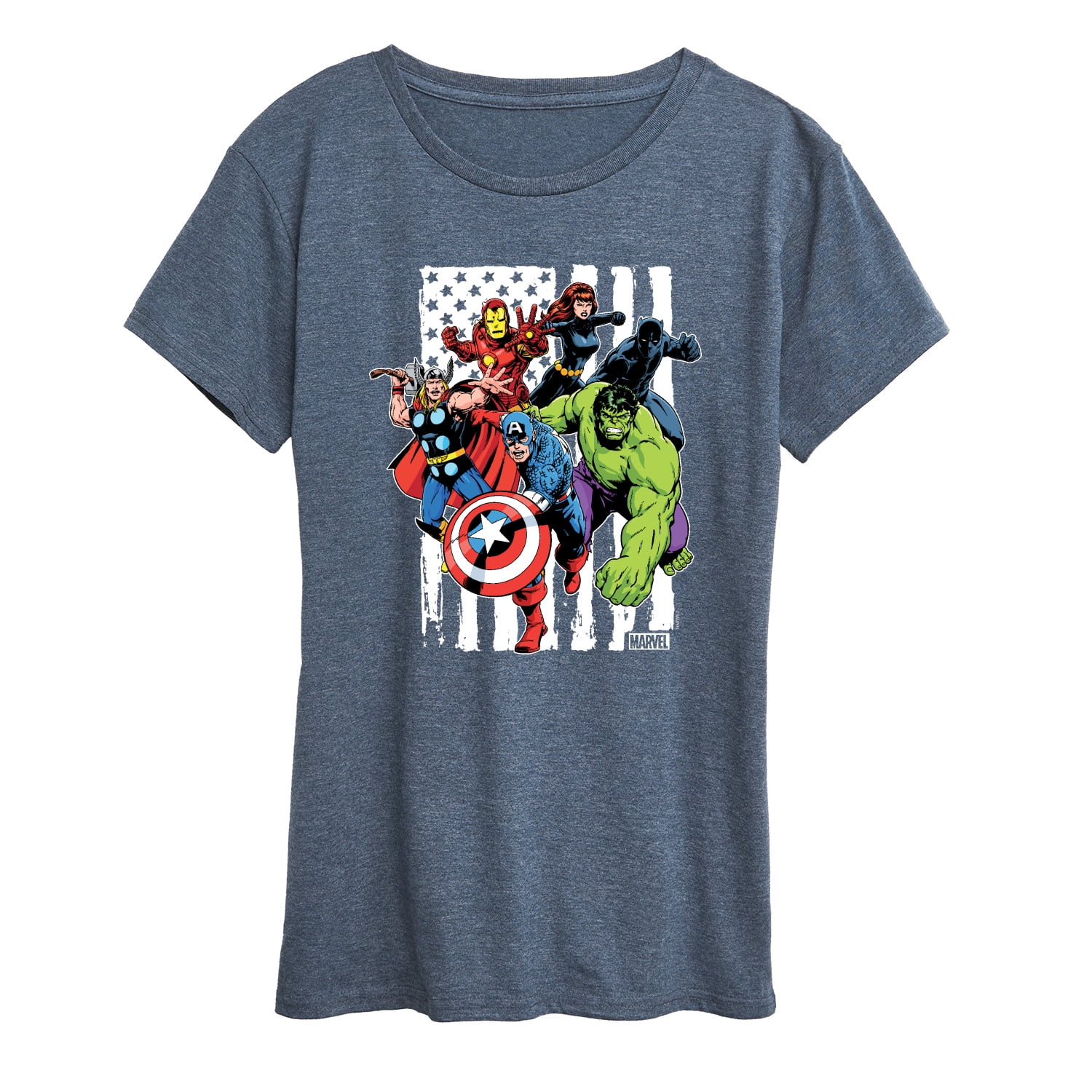 Marvel The Avengers - American Flag - Women's Short Sleeve Graphic T ...