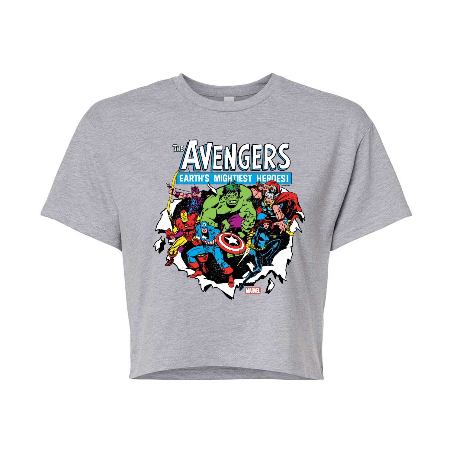 Marvel The Avengers - Paper Rip - Juniors Cropped Graphic T-Shirt ...