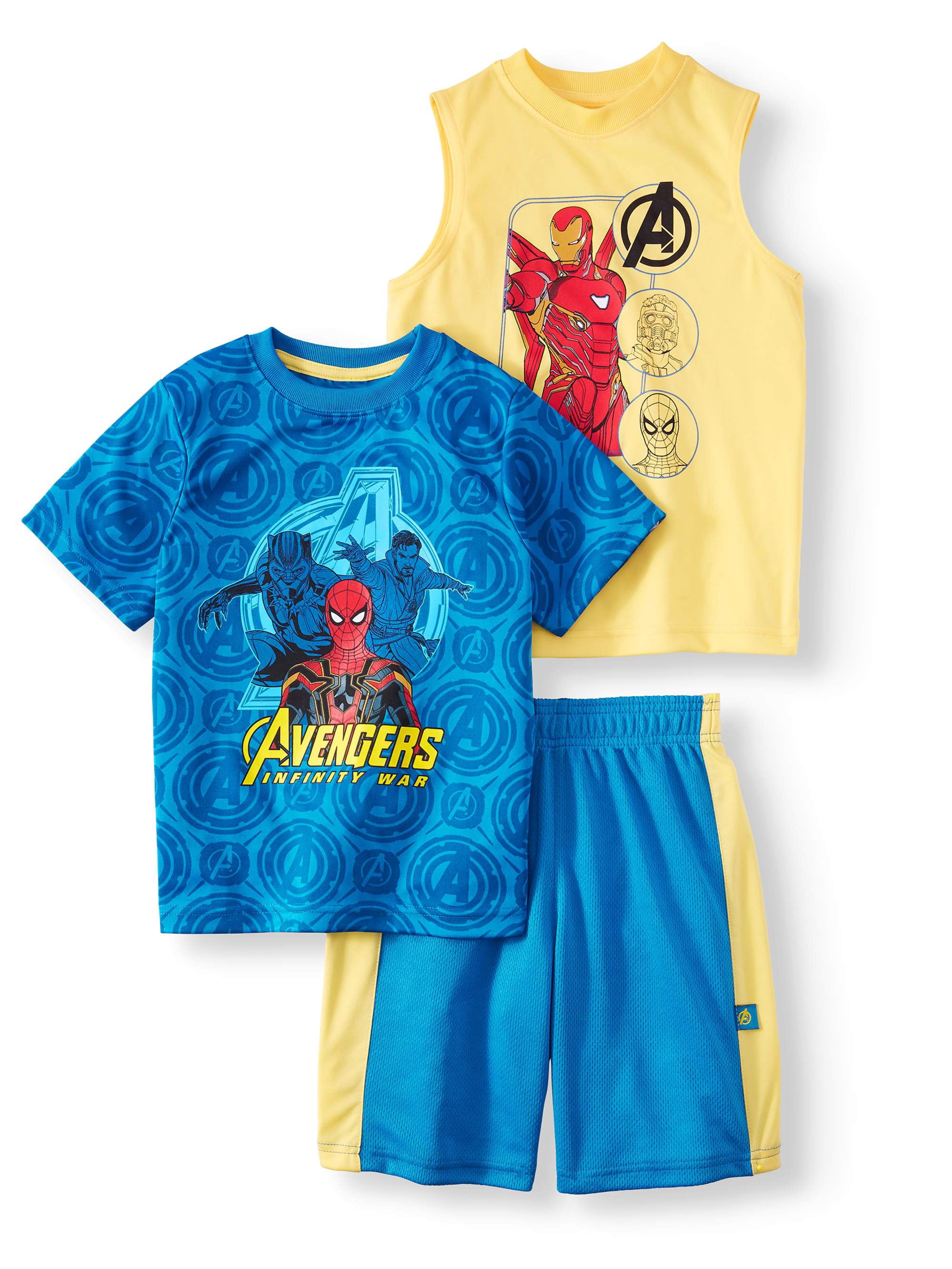 Marvel The Avengers Performance Tee, Muscle Tank, and Shorts, 3-Piece ...