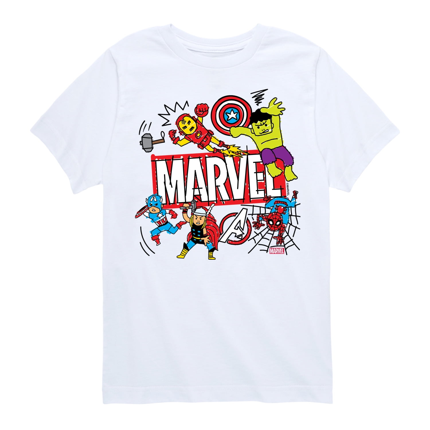 Marvel The Avengers - Sketch - Toddler And Youth Short Sleeve Graphic T ...