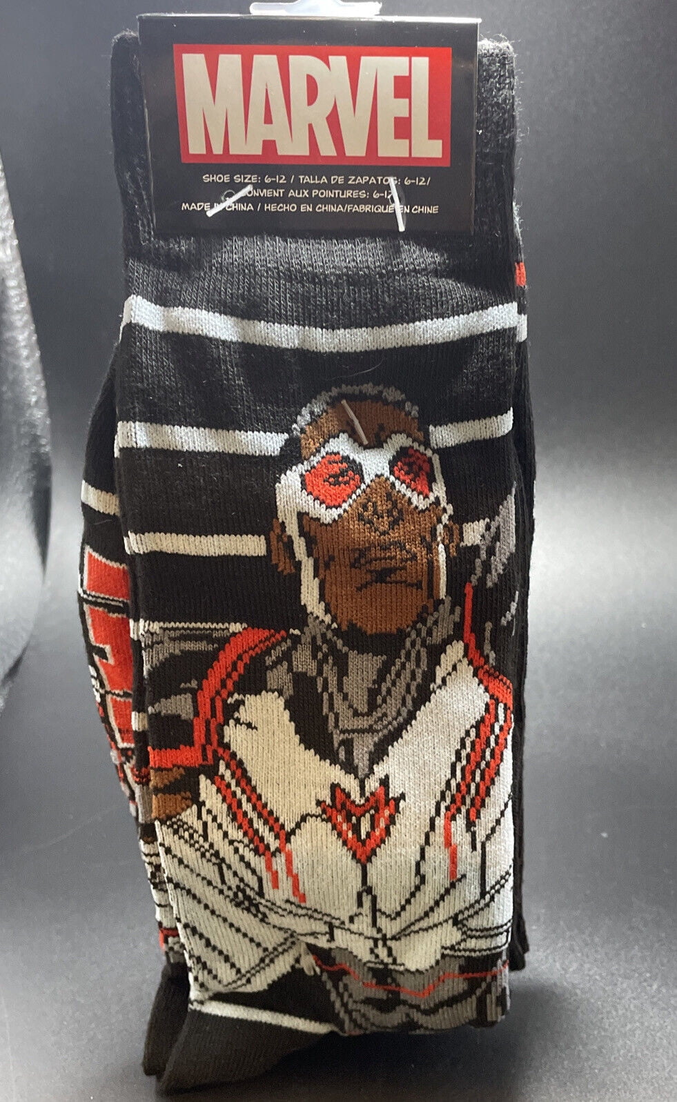 Marvel The Falcon Striped & Falcon Logo 2Pk Mens Socks Size 6-12 ...