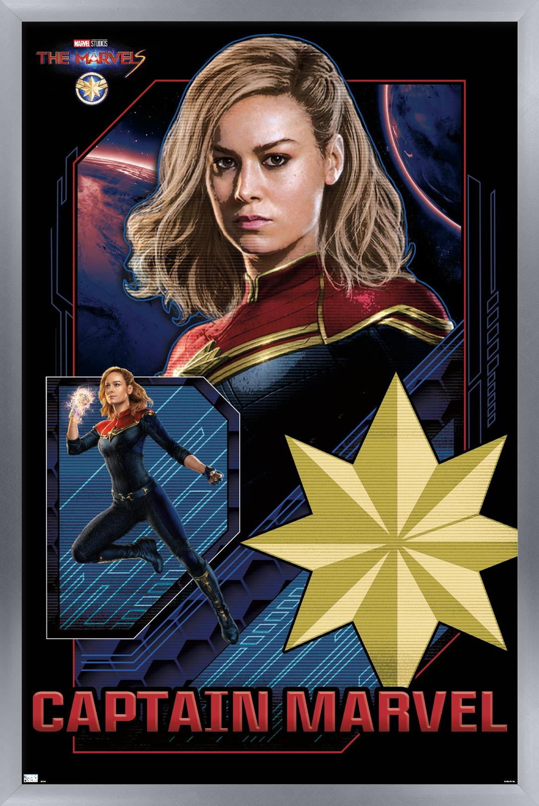 Marvel The Marvels - Captain Marvel Wall Poster, 14.725" x 22.375 ...