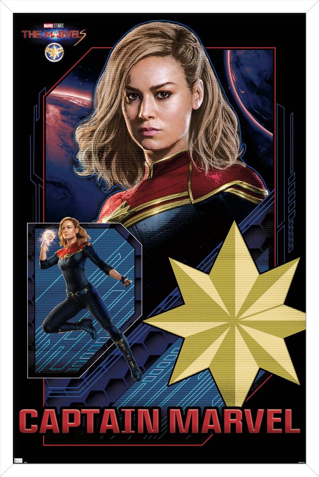 Marvel The Marvels - Captain Marvel Wall Poster, 14.725" x 22.375 ...