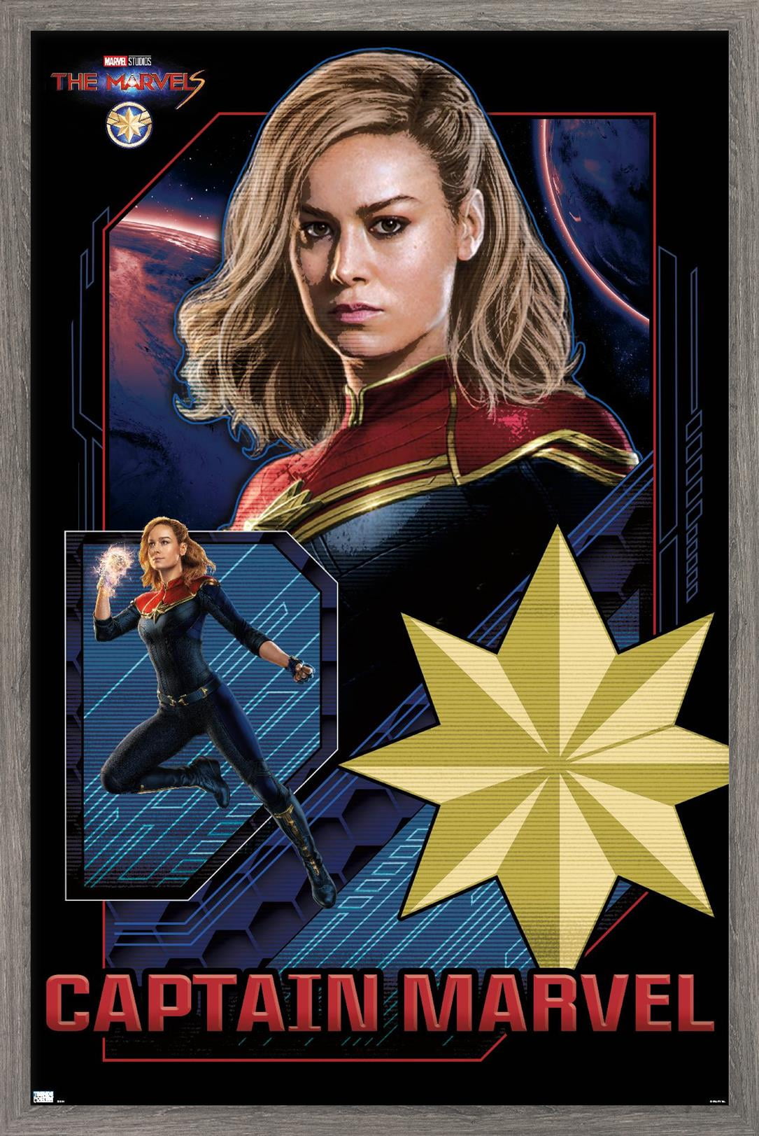 Marvel The Marvels - Captain Marvel Wall Poster, 22.375" x 34" Framed ...