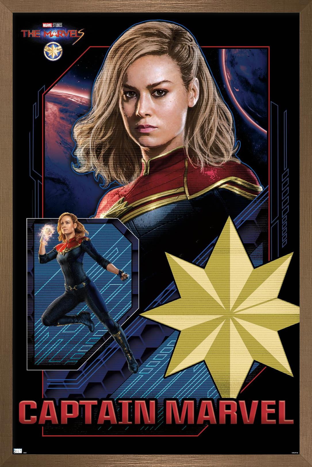 Marvel The Marvels - Captain Marvel Wall Poster, 22.375" x 34" Framed ...