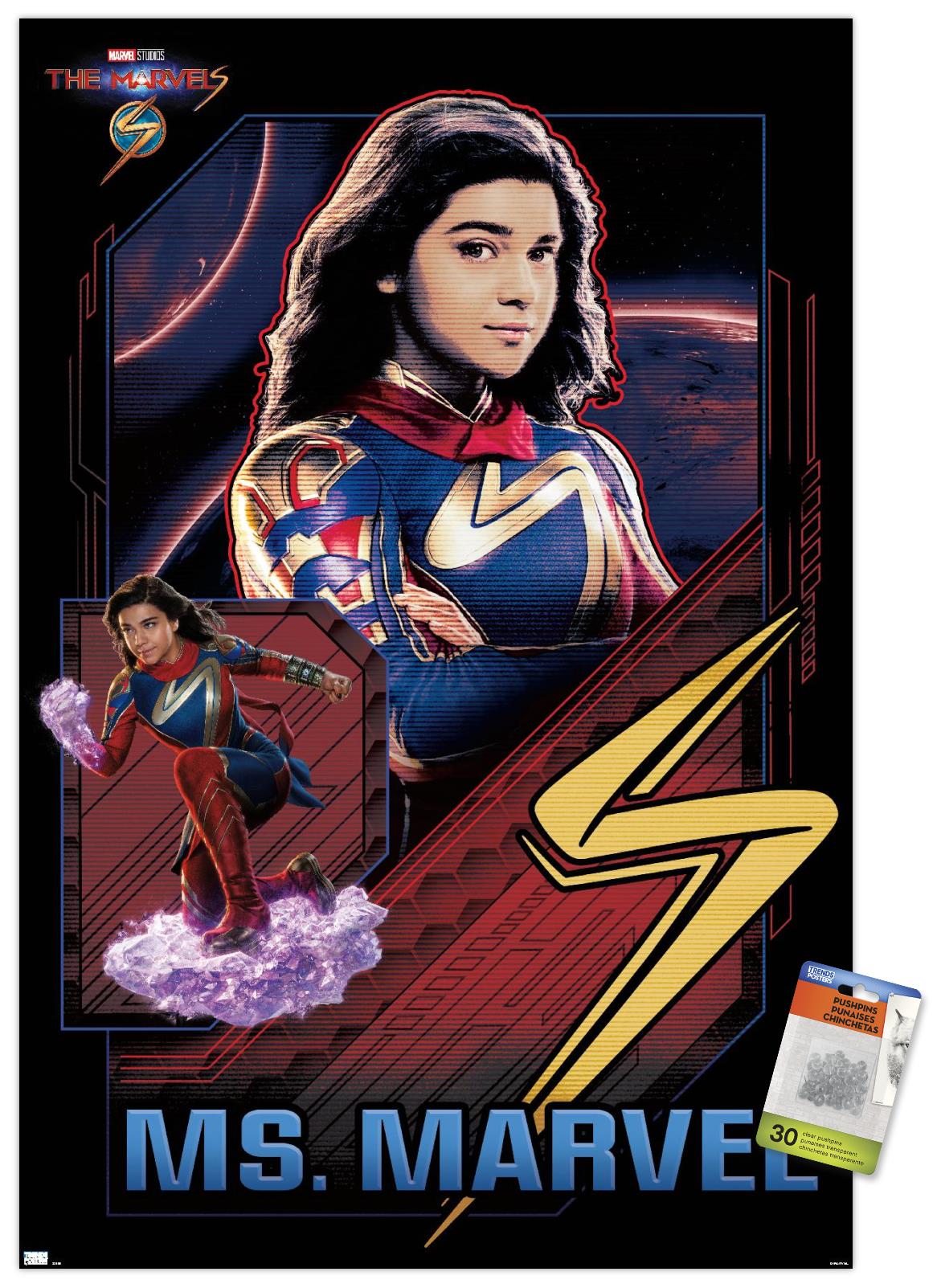 Marvel The Marvels - Ms. Marvel Wall Poster with Pushpins, 22.375" x 34 ...