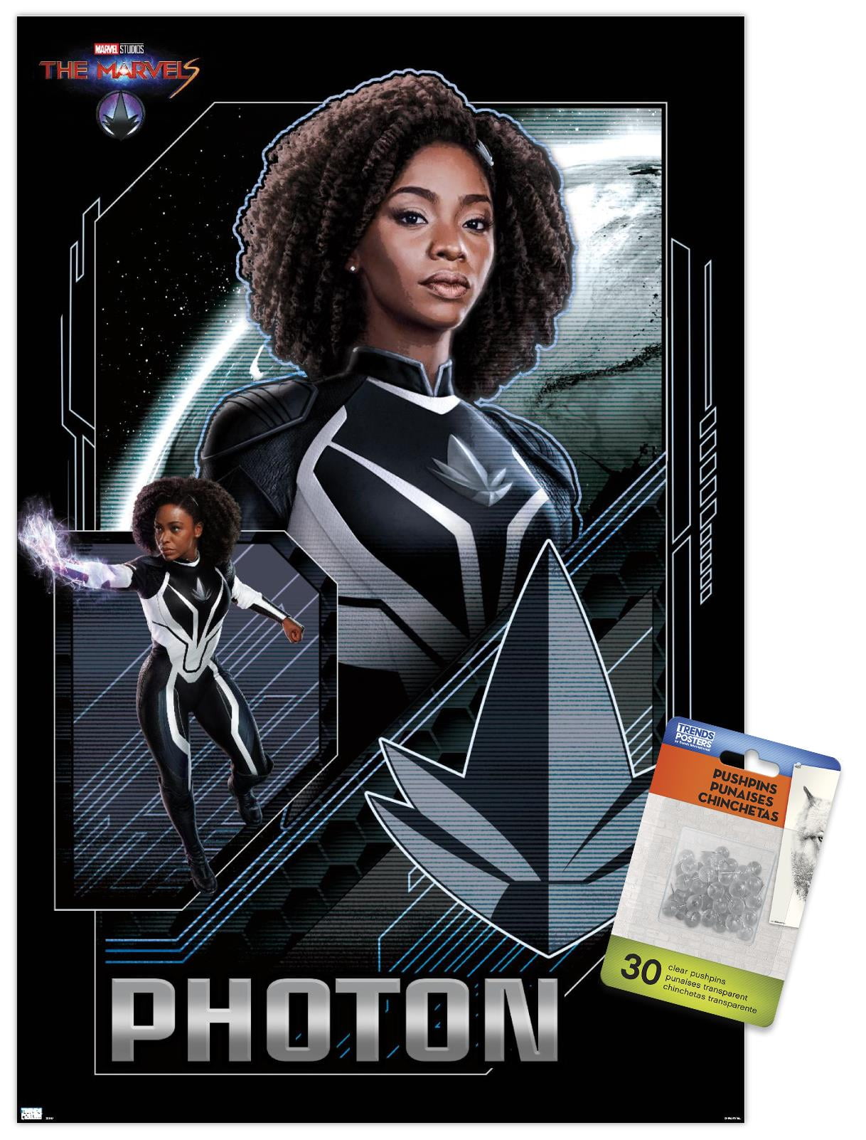 Marvel The Marvels - Photon Wall Poster with Push Pins, 14.725" x 22. ...