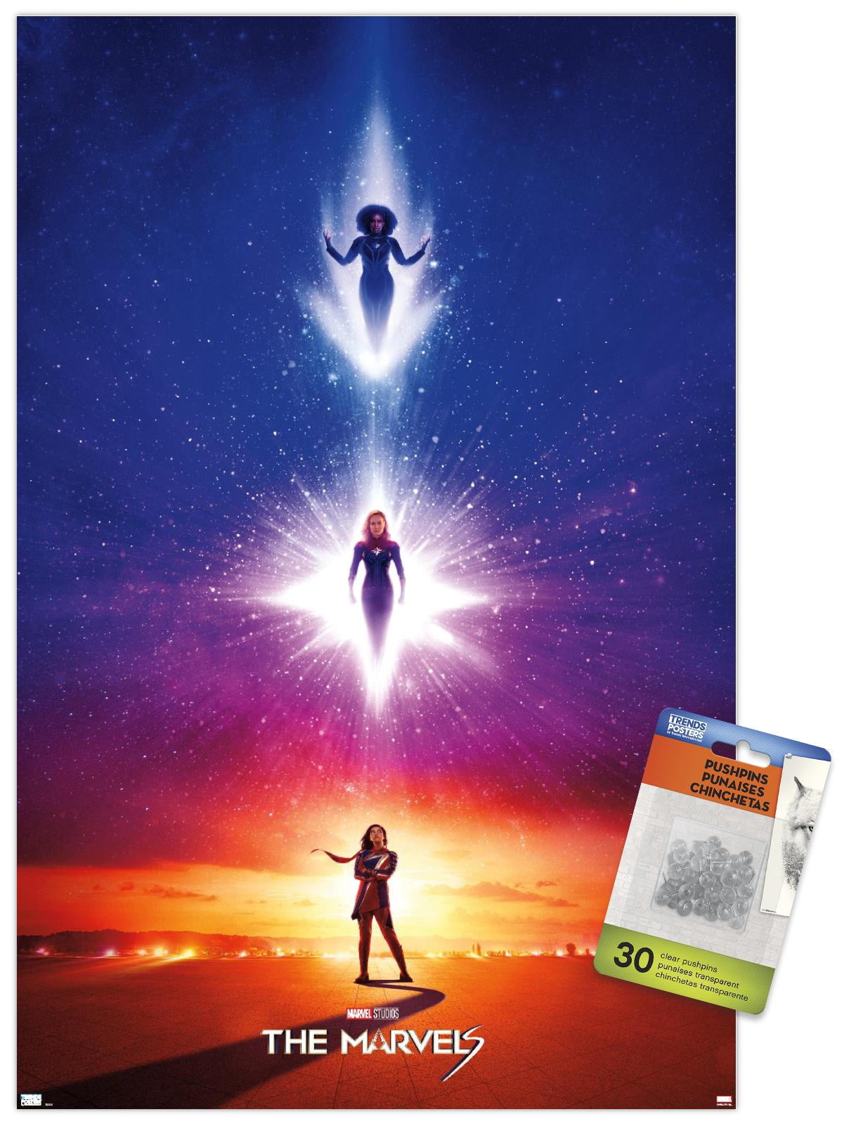 Marvel The Marvels - Teaser One Sheet Wall Poster with Push Pins, 14. ...