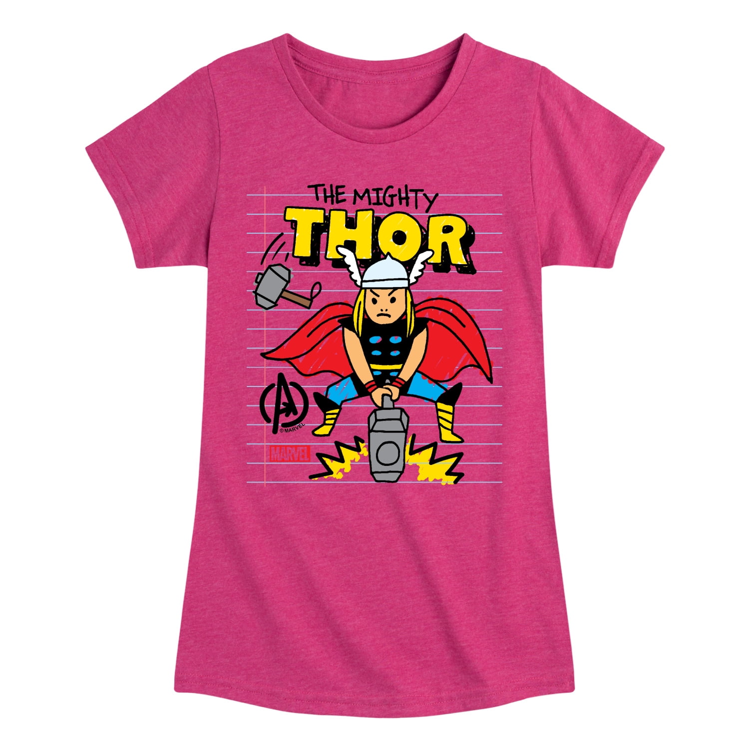 Marvel Thor - Doodle - Toddler and Youth Girls Fitted Short Sleeve ...