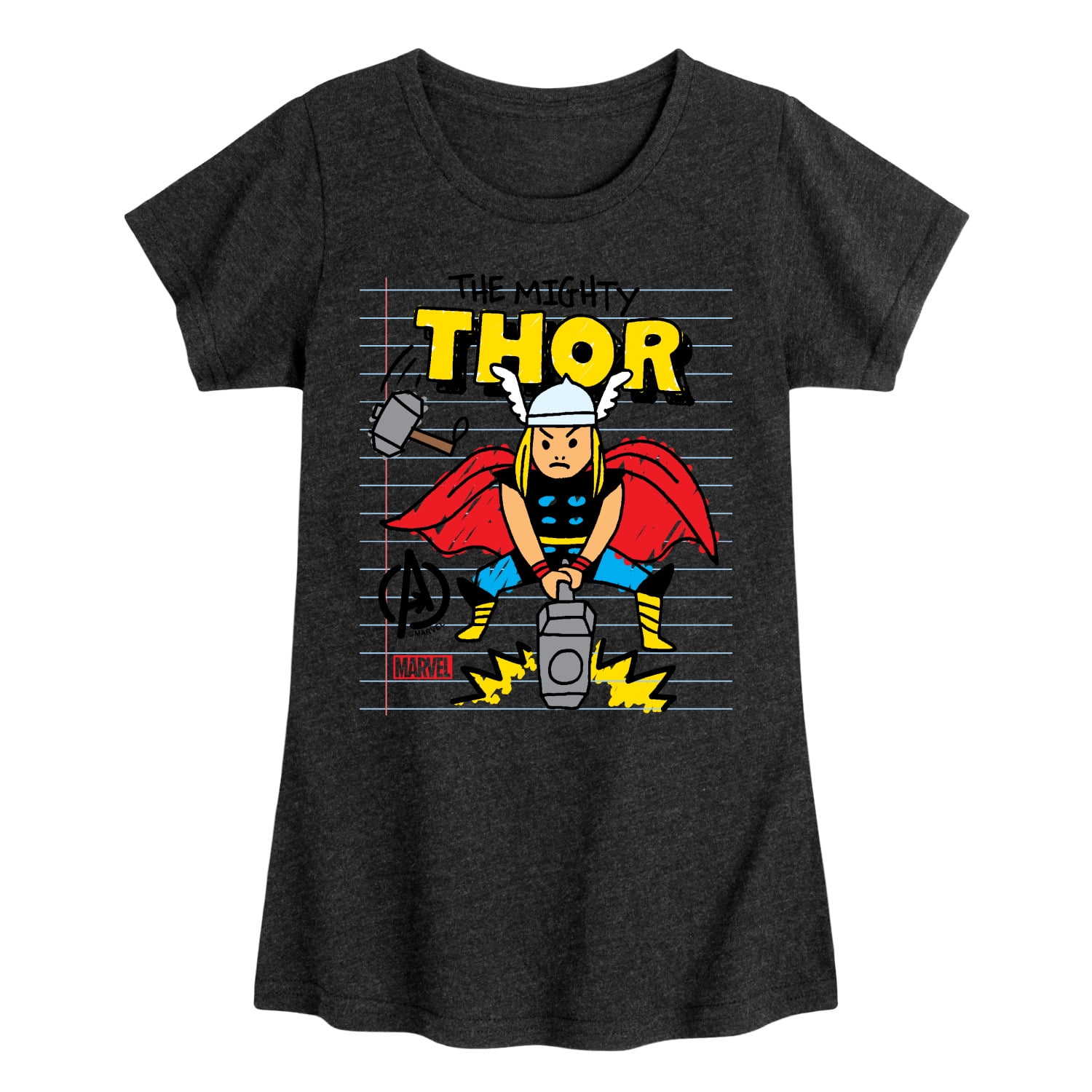 Marvel Thor - Doodle - Toddler and Youth Girls Fitted Short Sleeve ...