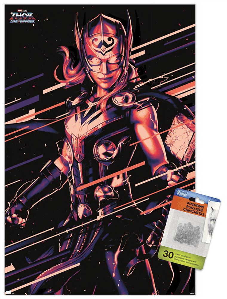 Marvel Thor: Love and Thunder - Mighty Thor Wall Poster with Push Pins ...