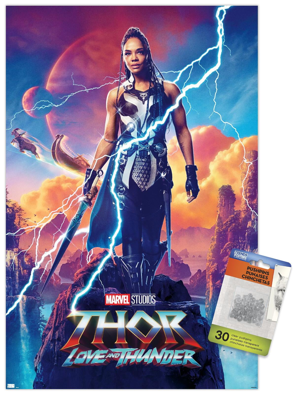 Marvel Thor: Love and Thunder - Valkyrie One Sheet Wall Poster with Push Pins, 14.725" x 22.375 ...