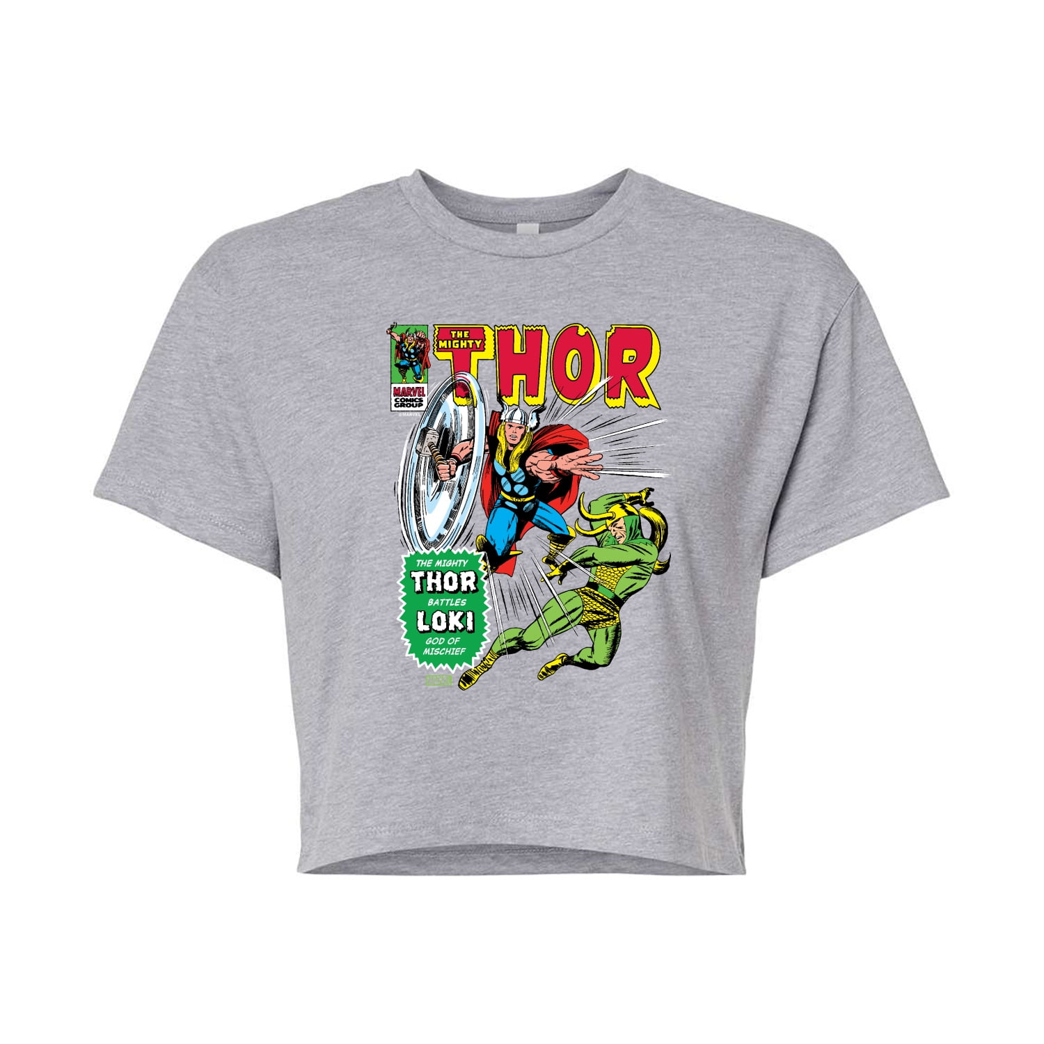 Marvel Thor - Retro Comic Book Cover - Juniors Cropped Graphic T-Shirt ...