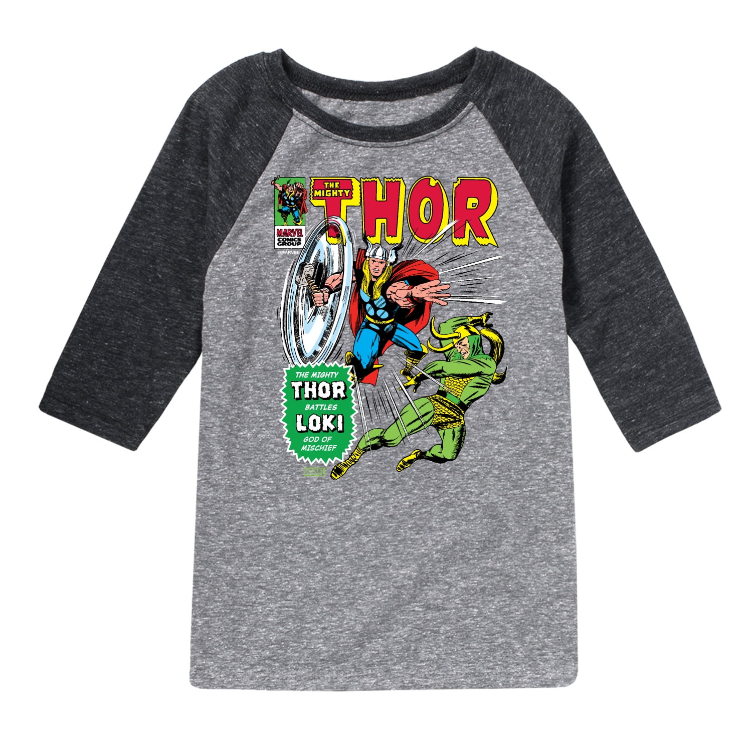 Marvel Thor - Retro Comic Book Cover - Toddler and Youth Raglan ...