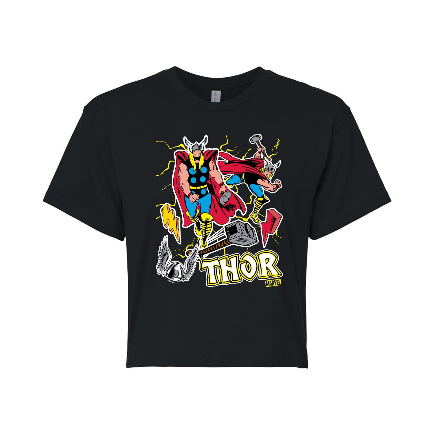 Marvel Thor - Stickers Style - Juniors Cropped Graphic T-Shirt ...