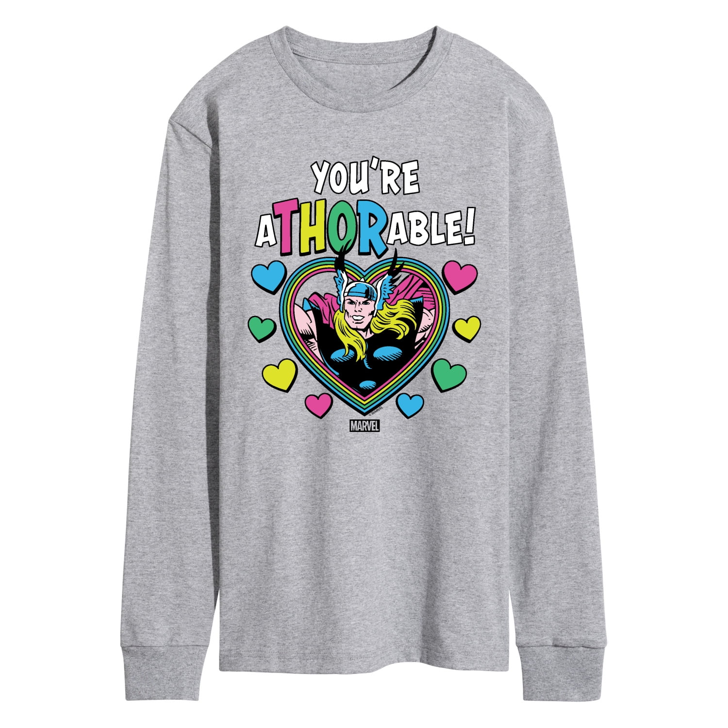 Marvel Thor - Valentine You're Athorable - Men's Long Sleeve Graphic T ...